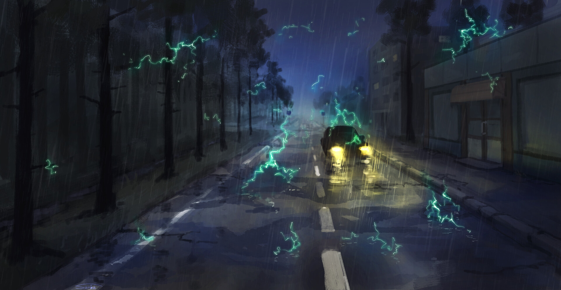 ArtStation - Thundering street