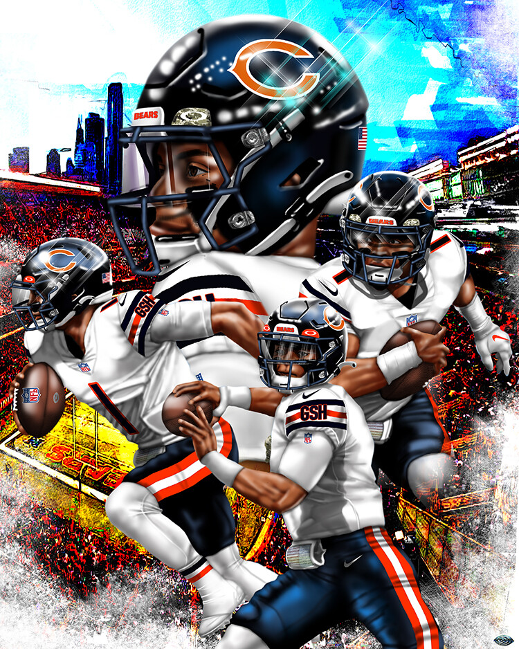 ArtStation - "Justin Fields Collage Painting#2 BEARDOWN