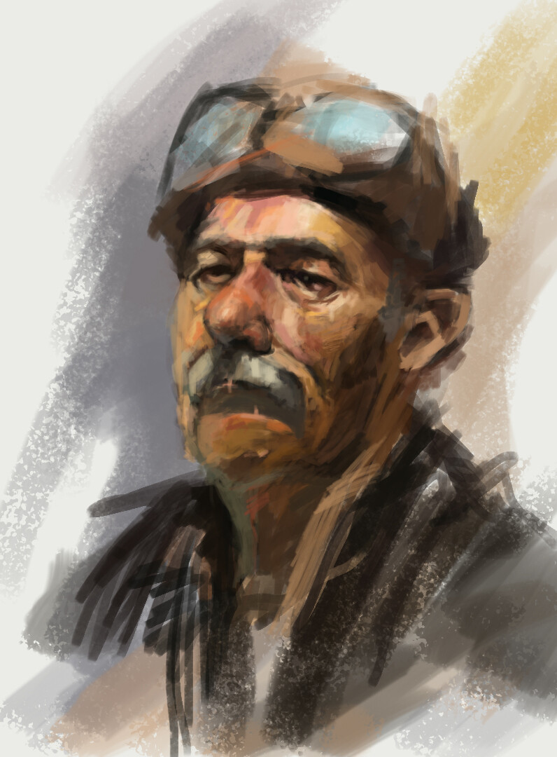 ArtStation - painting portraits (pilot man)