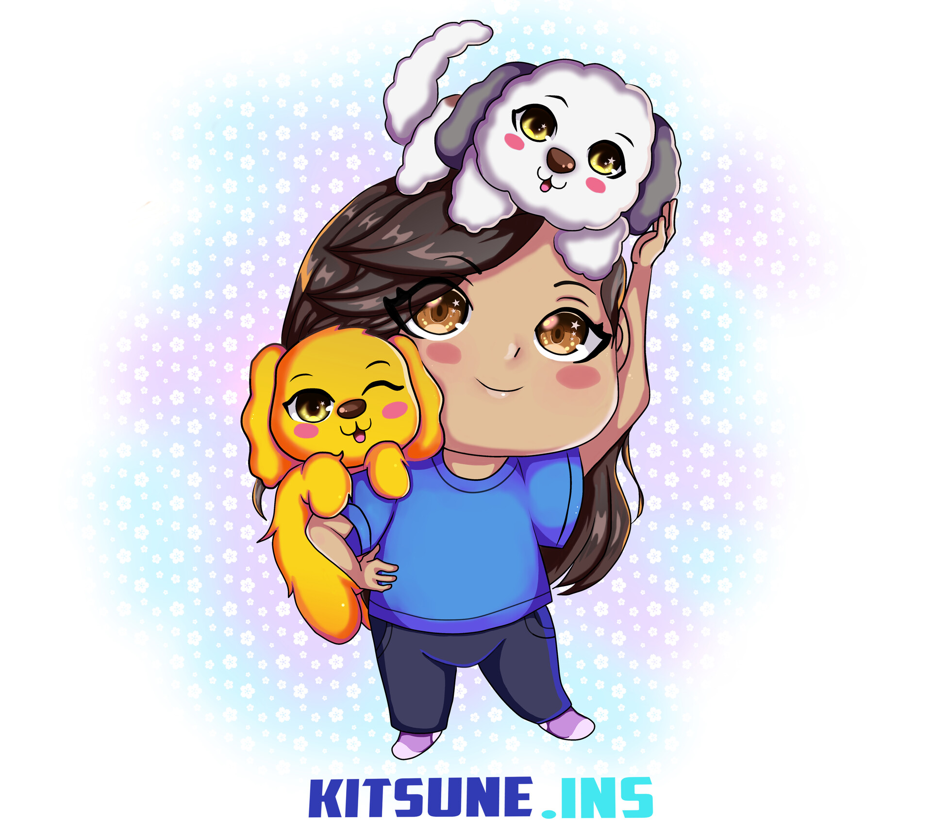 ArtStation - chibi of me with my pets toto and chispita