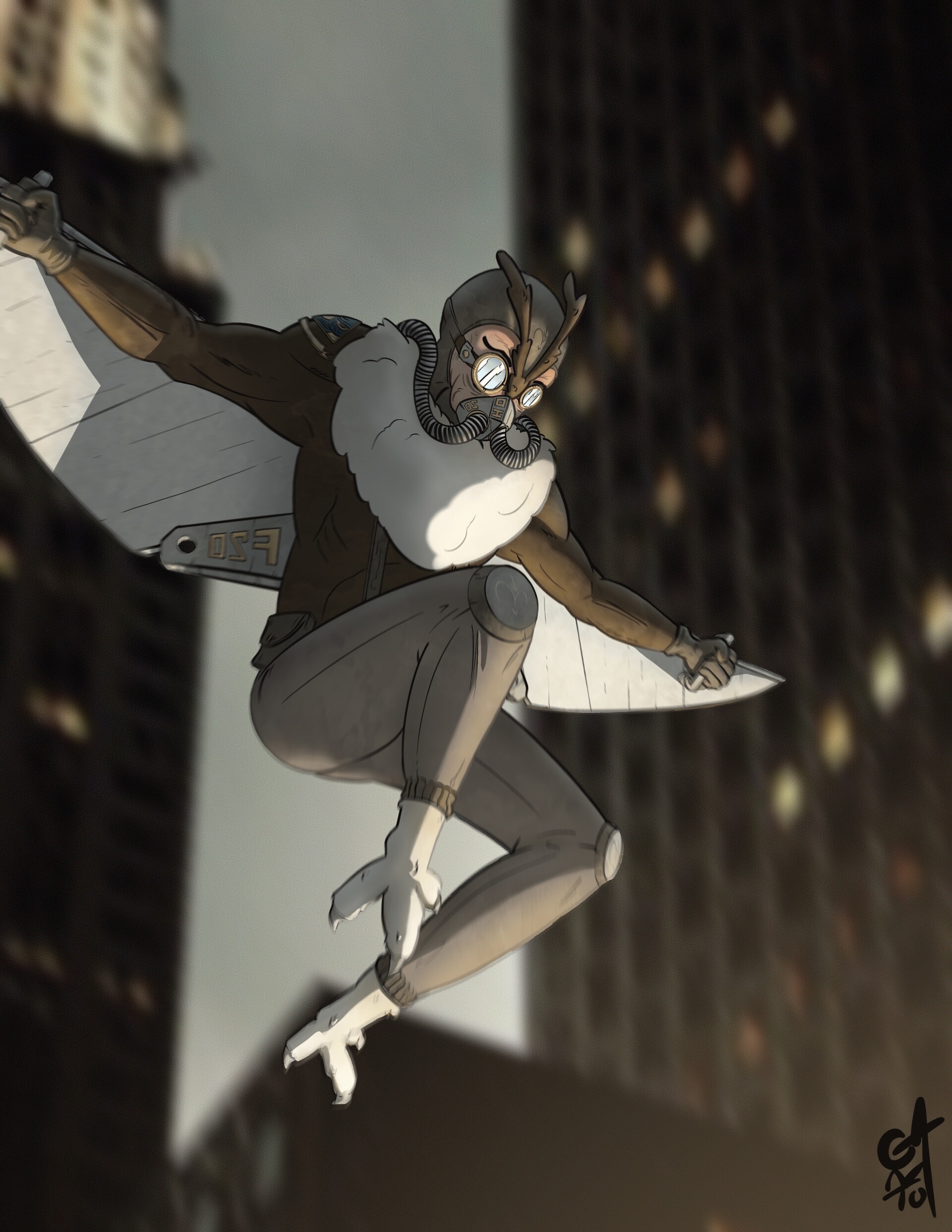 ArtStation - Owl-like superhero coming from above