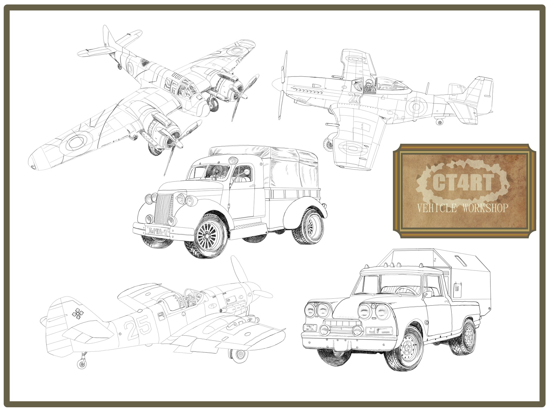 ArtStation - Vehicle workshop lineart collection 1