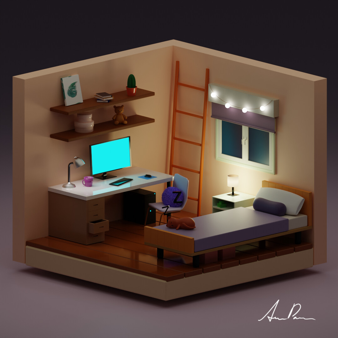 ArtStation - Isometric room 3D