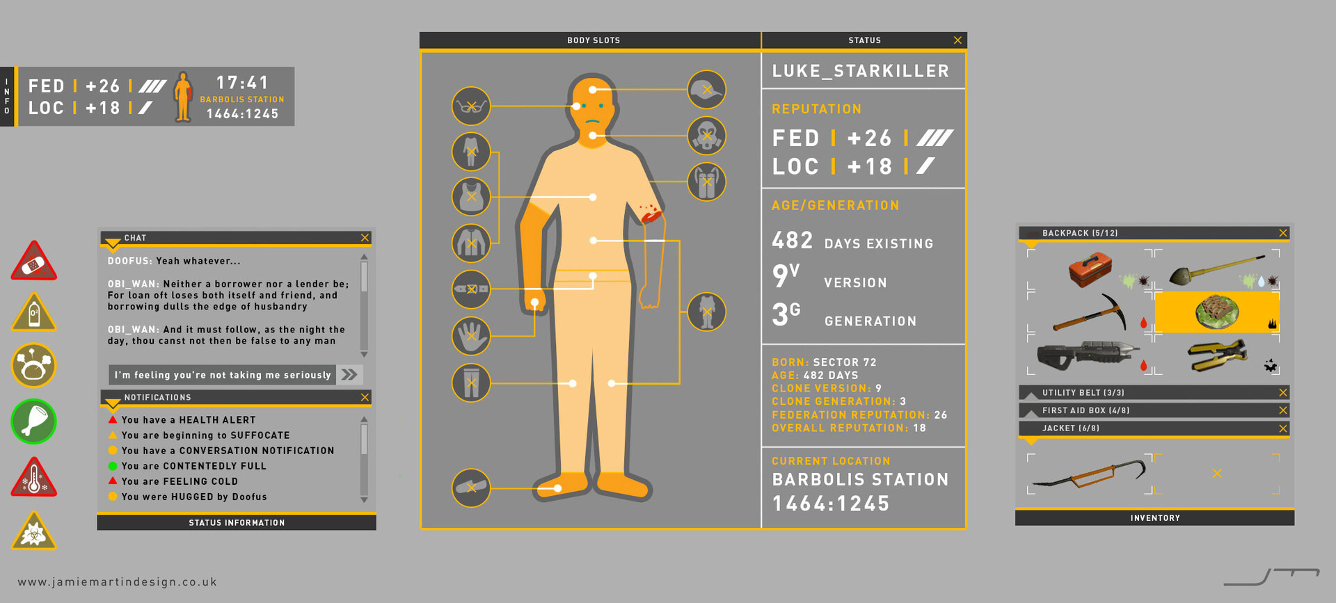 Jamie Martin - Space Station: UI Graphic Design - concept art