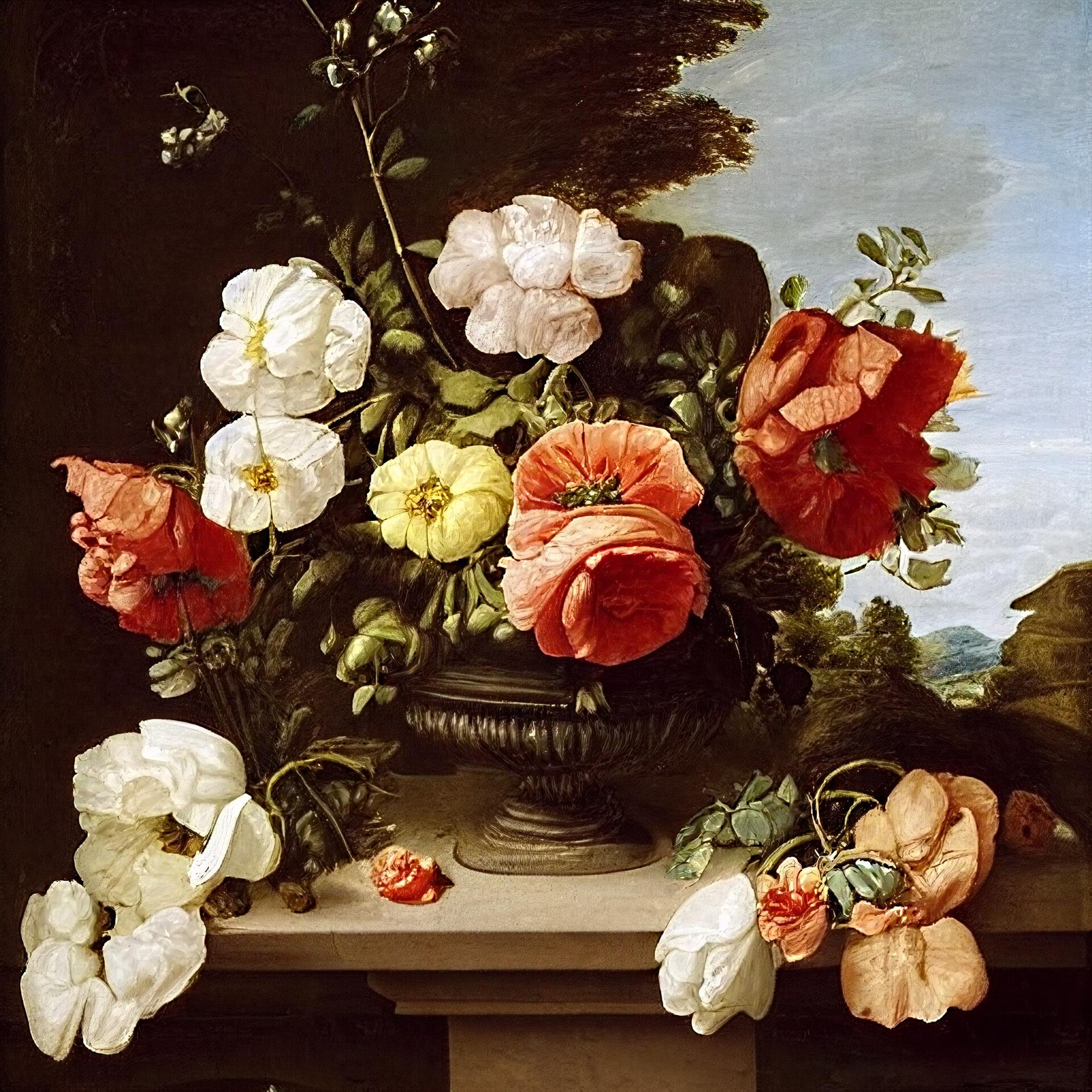the_french_artist - [AI] Rachel Ruysch Roses Convolvulus Poppies and ...