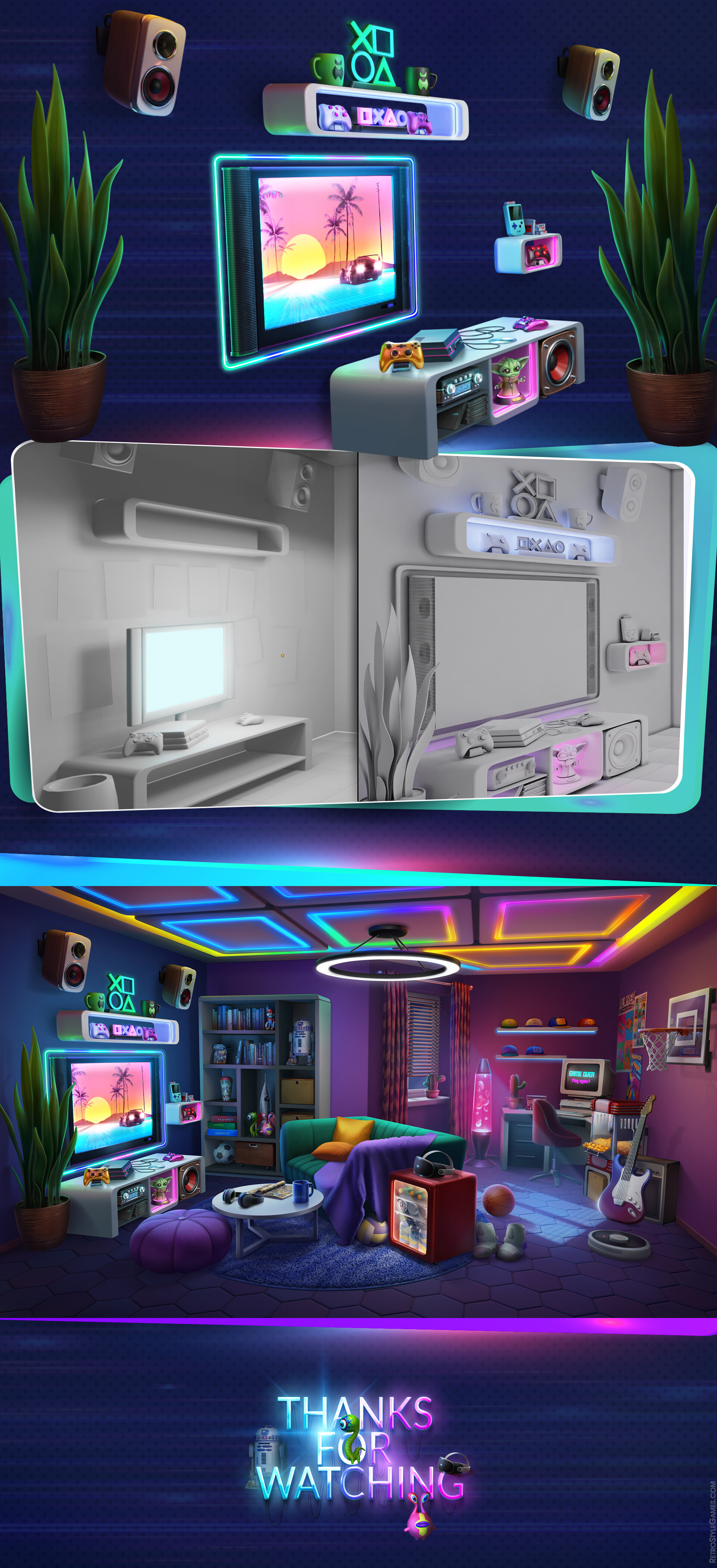 RetroStyle Games - Gaming Room – 2D and 3D Home Design by RSG (Redecor)