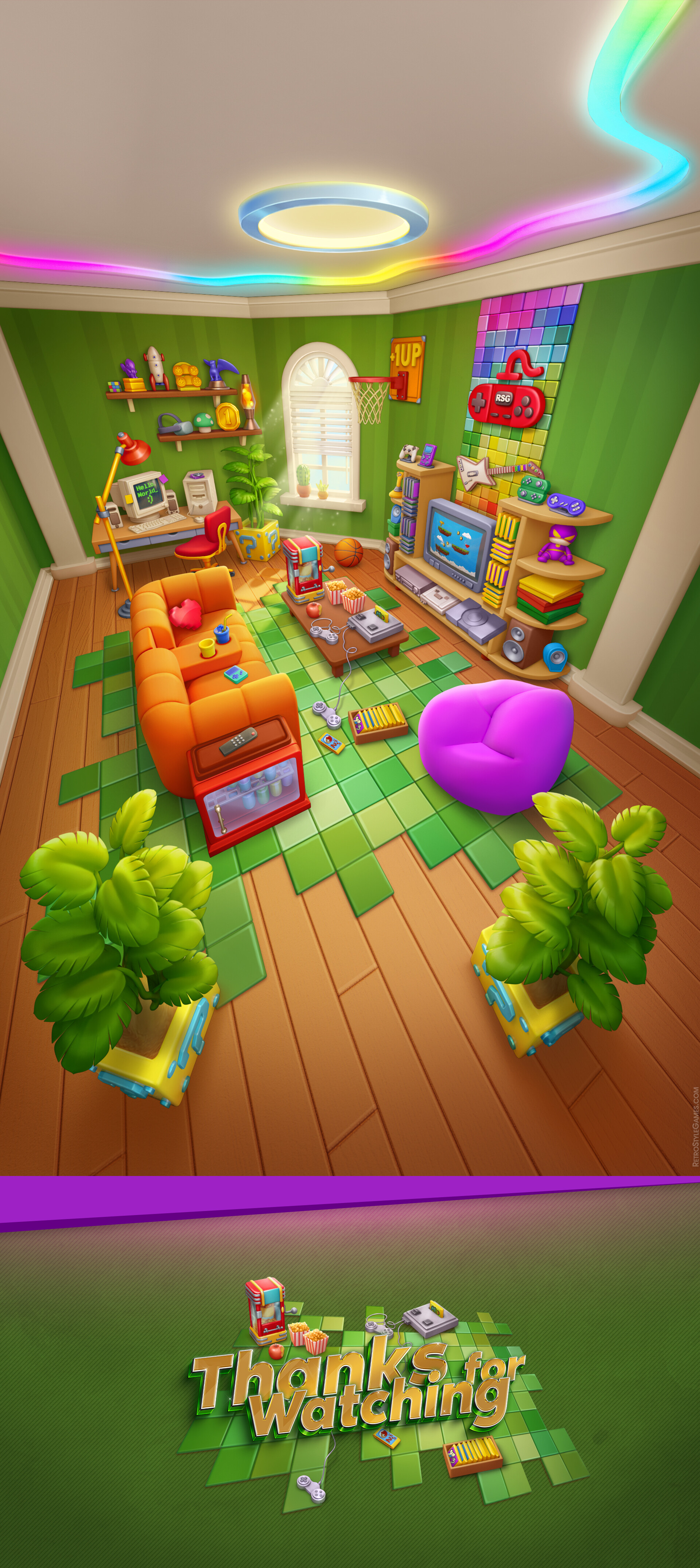 RetroStyle Games - 3D and 2D Modeling & Overpaint – Stylized Dream Room