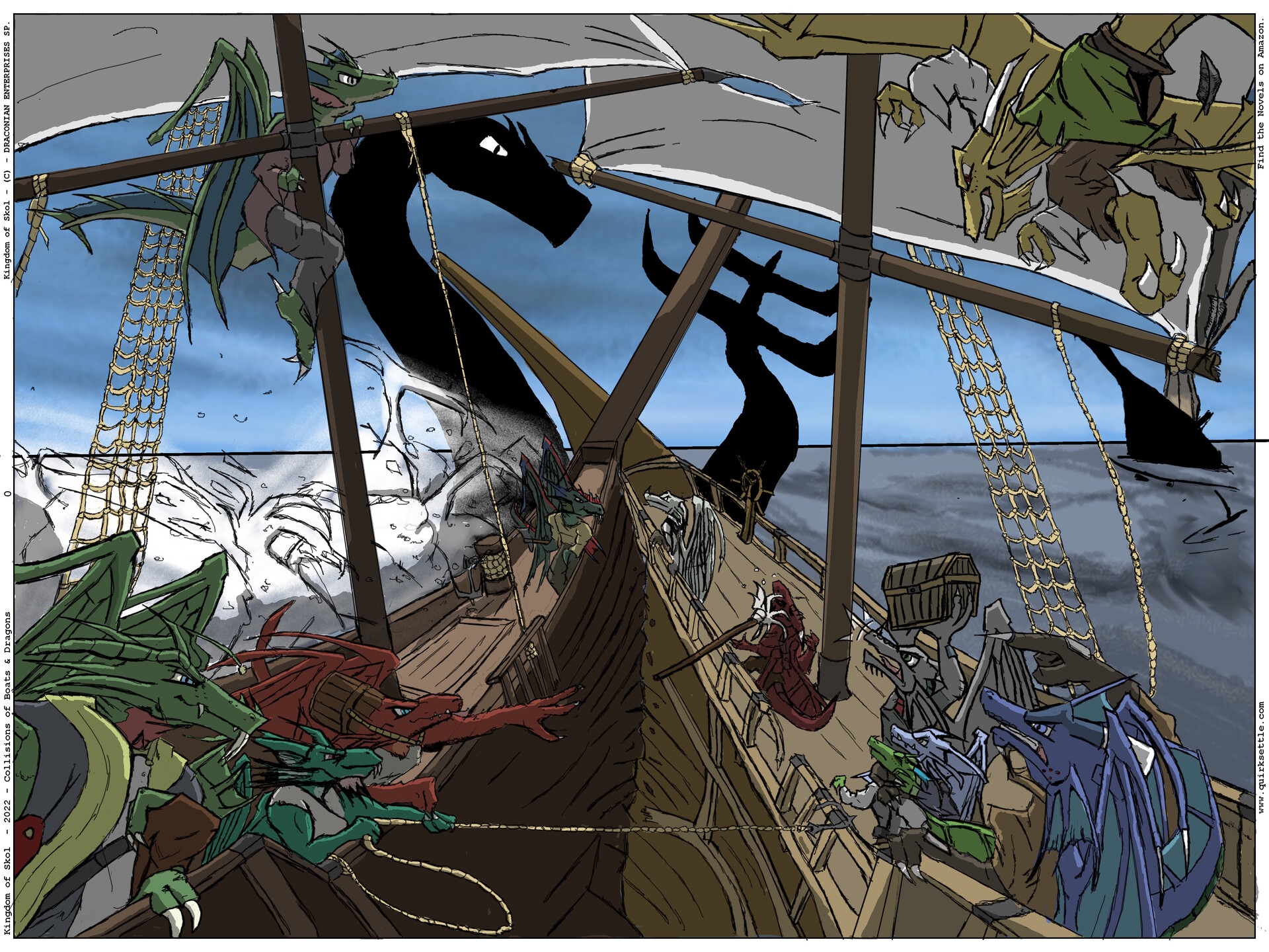 ArtStation - The Collision of Boats and Dragons