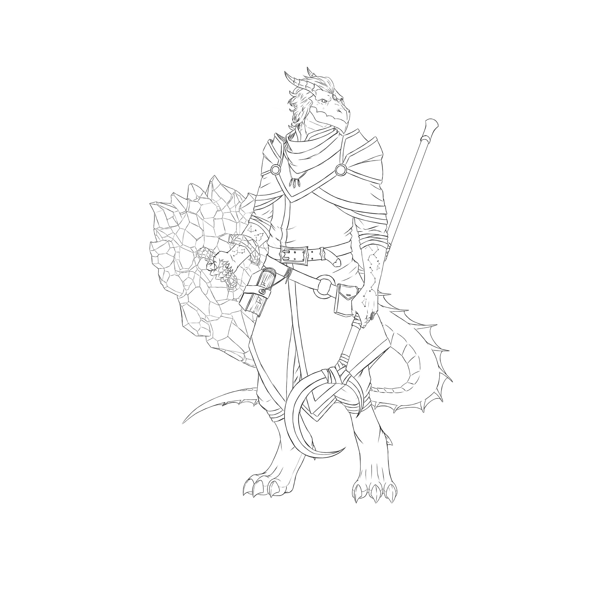 ArtStation - Dragonborn Druid of the circle of stars sketch