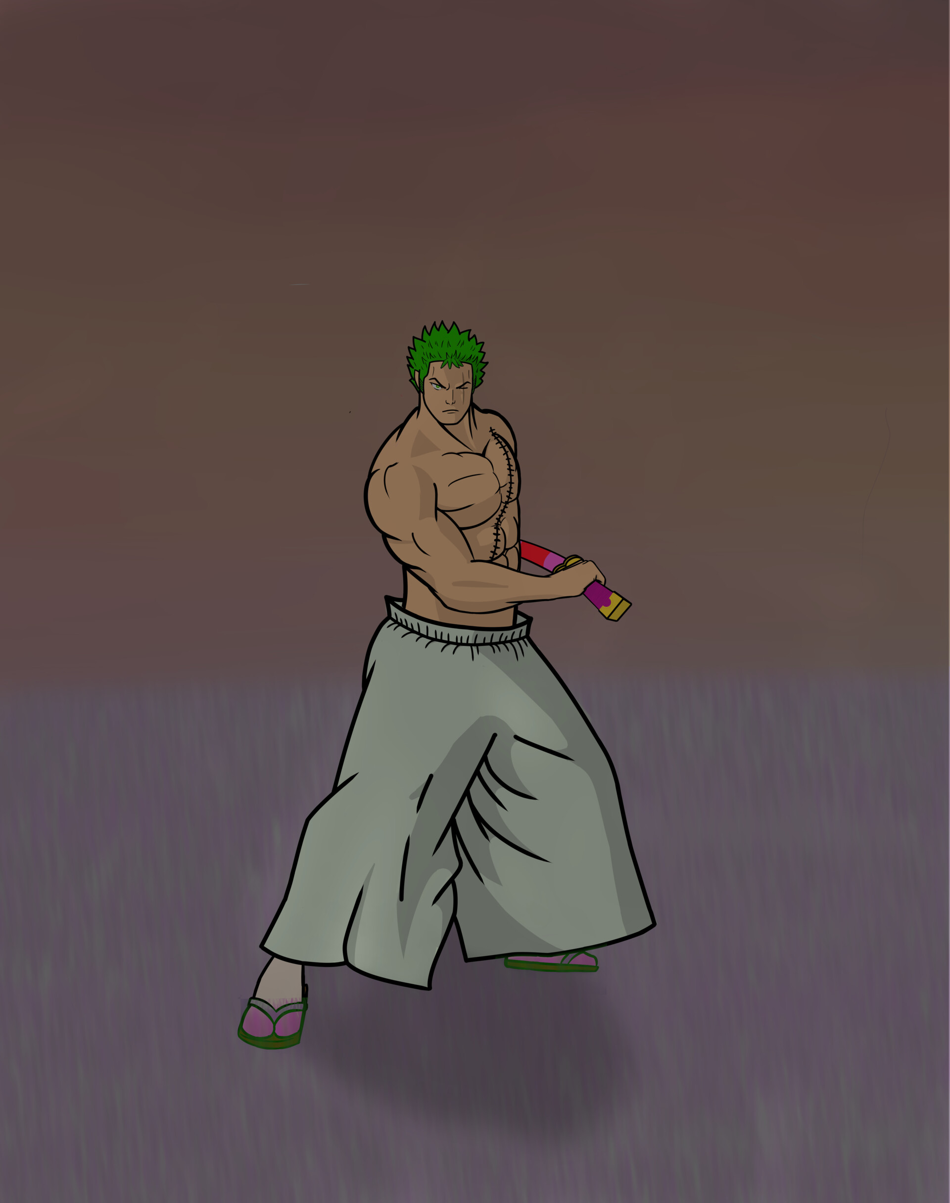 ArtStation - Zoro attack pose