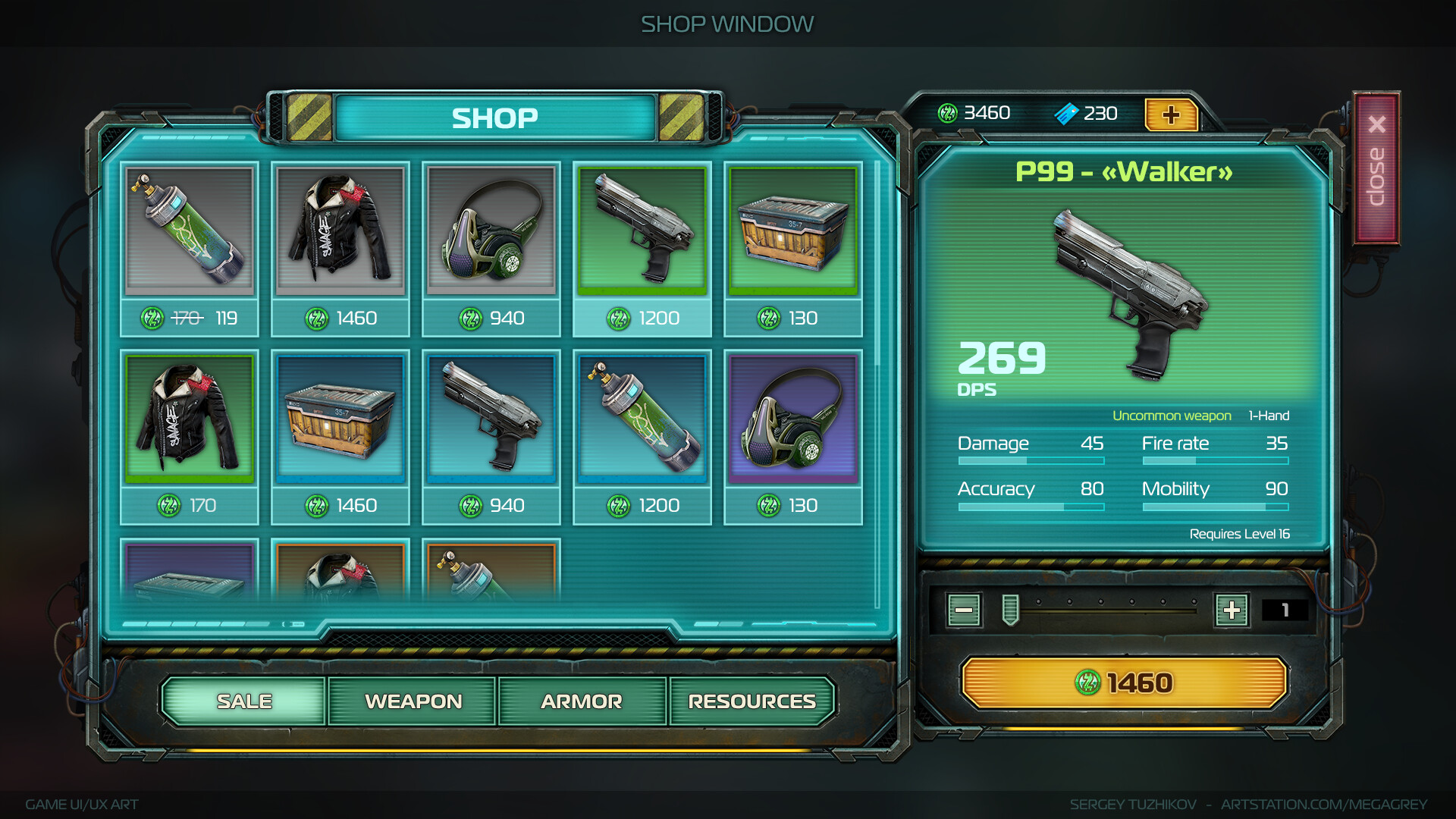 Sergey Tuzhikov - UI/UX - Cyberpunk Post - Apocalypse Game