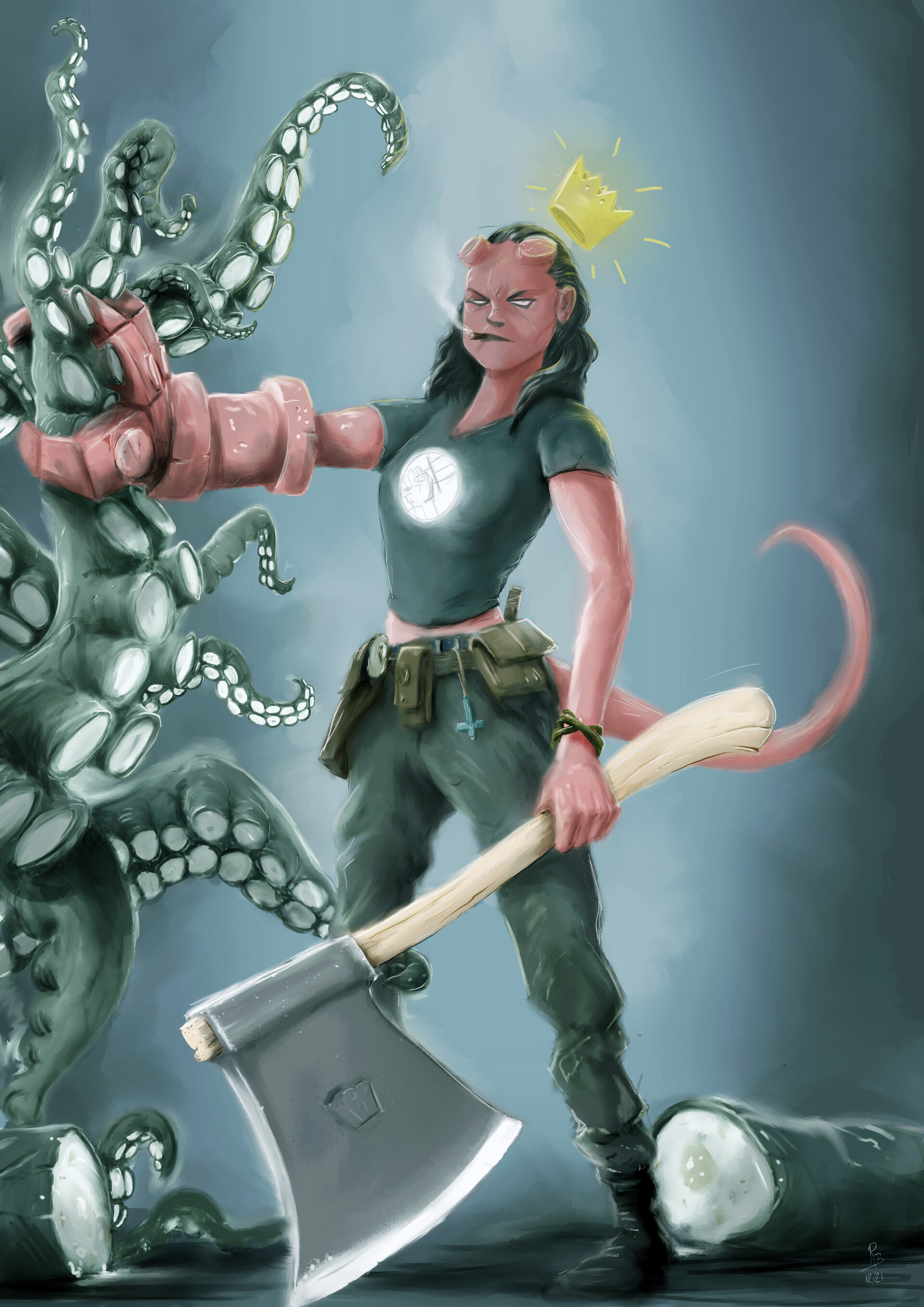 ArtStation - HELL GIRL vs CTHULHU