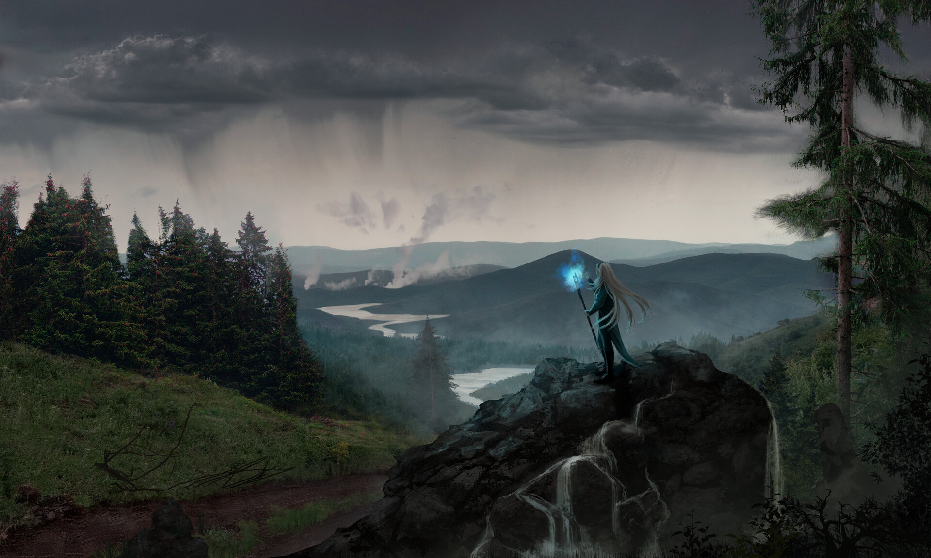 ArtStation - Rainy mountains wizard concept art