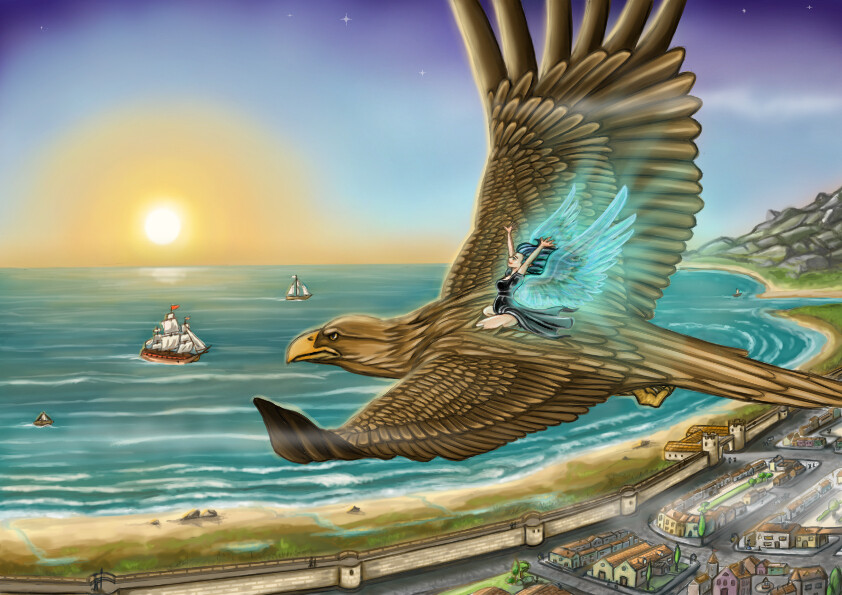 ArtStation - Druidesse sur un aigle géant