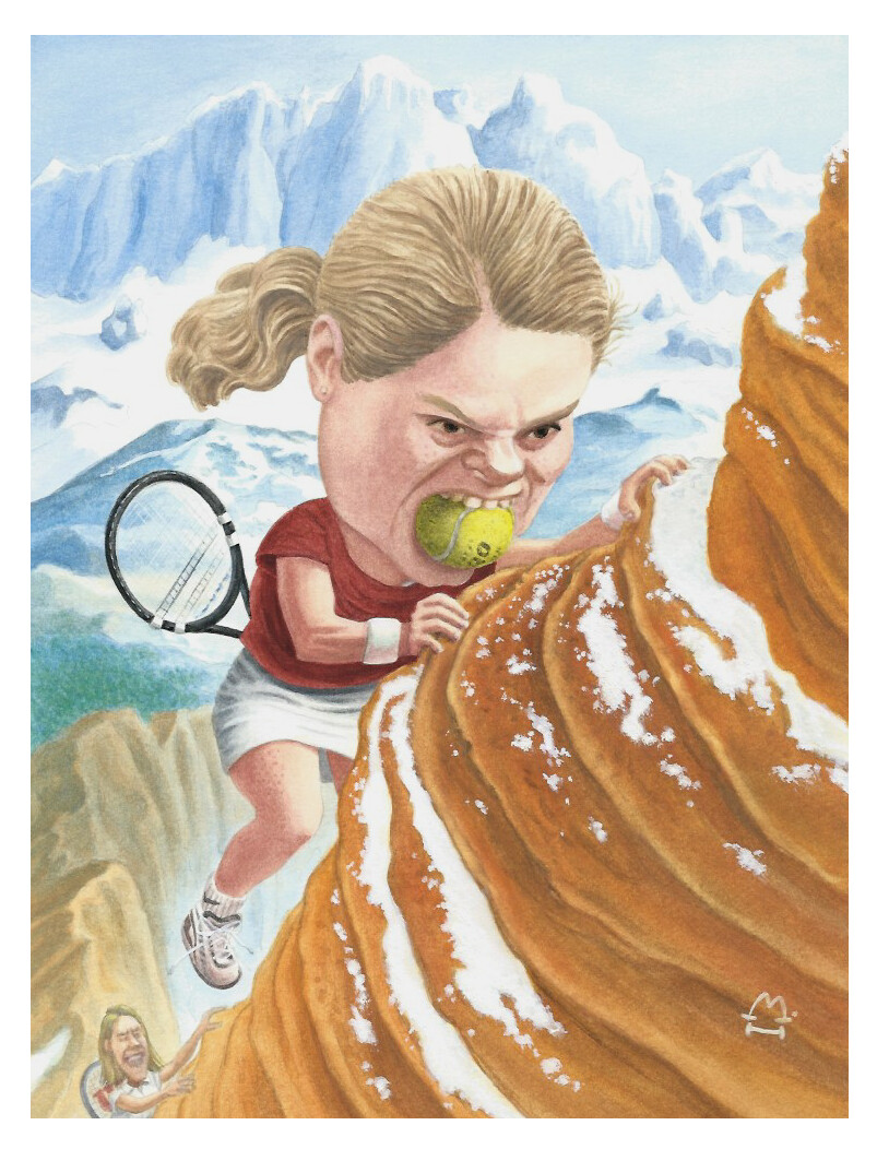 ArtStation - 'On to the top!' - a Kim Clijsters caricature
