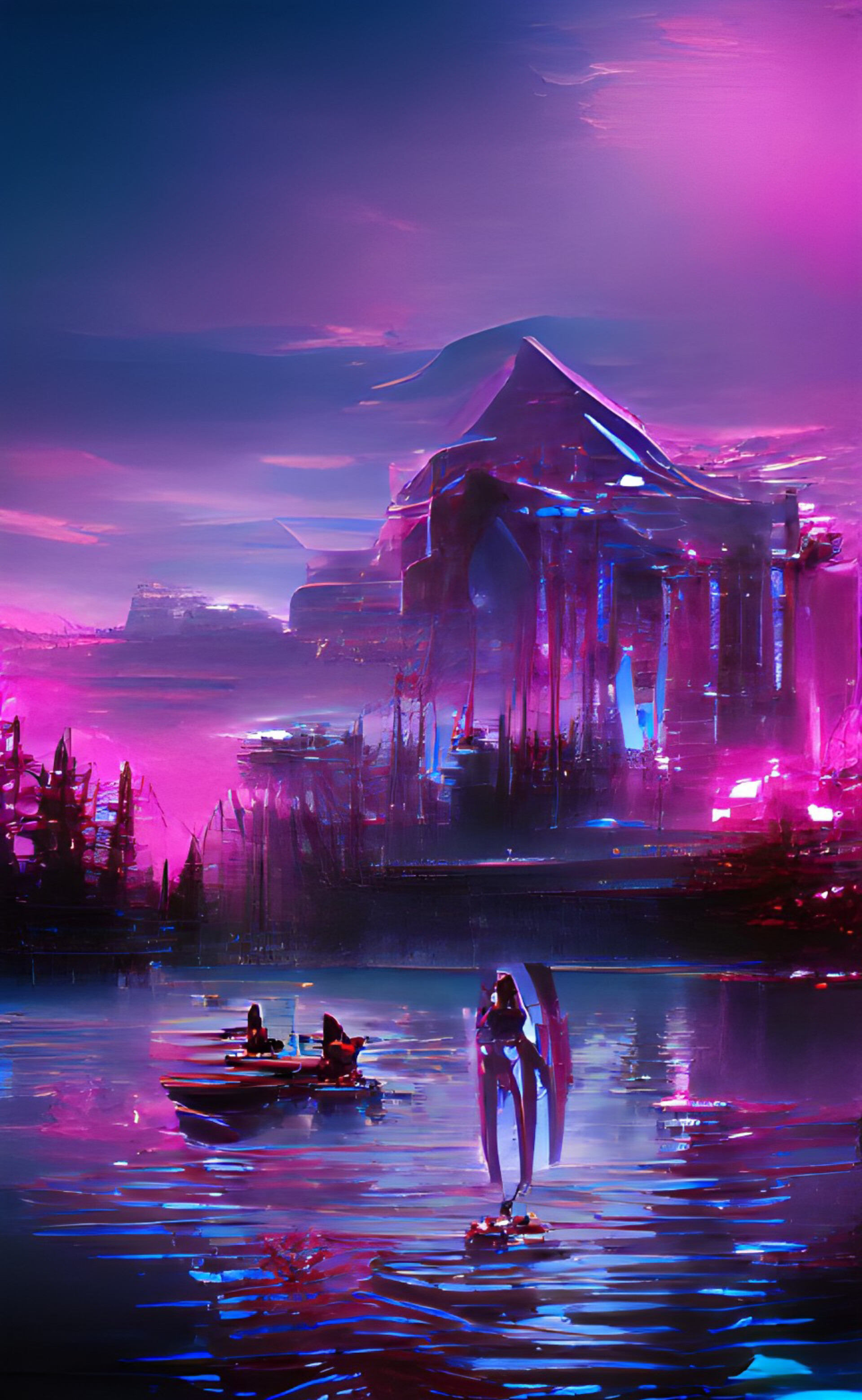 ArtStation - Nature lake violet