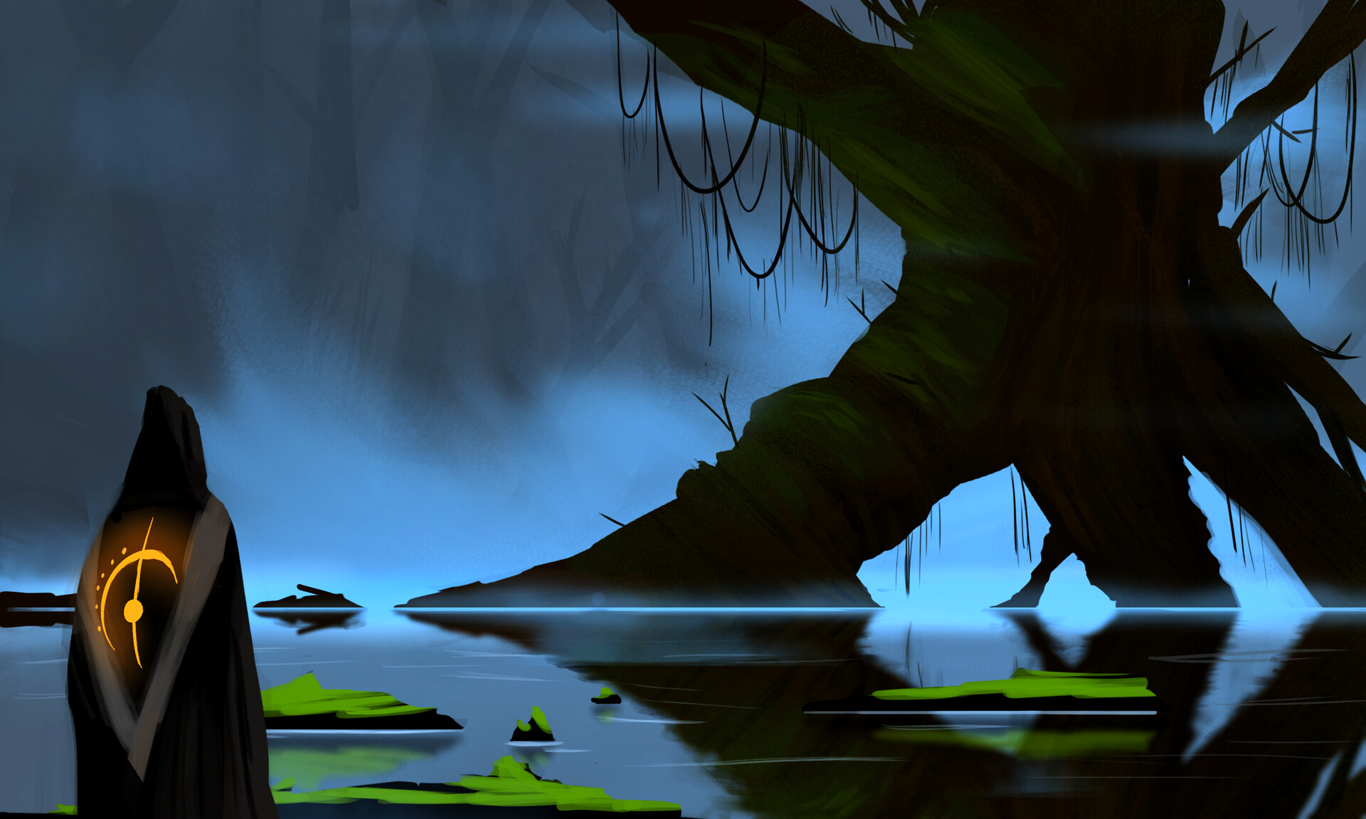 ArtStation - blue fog forest