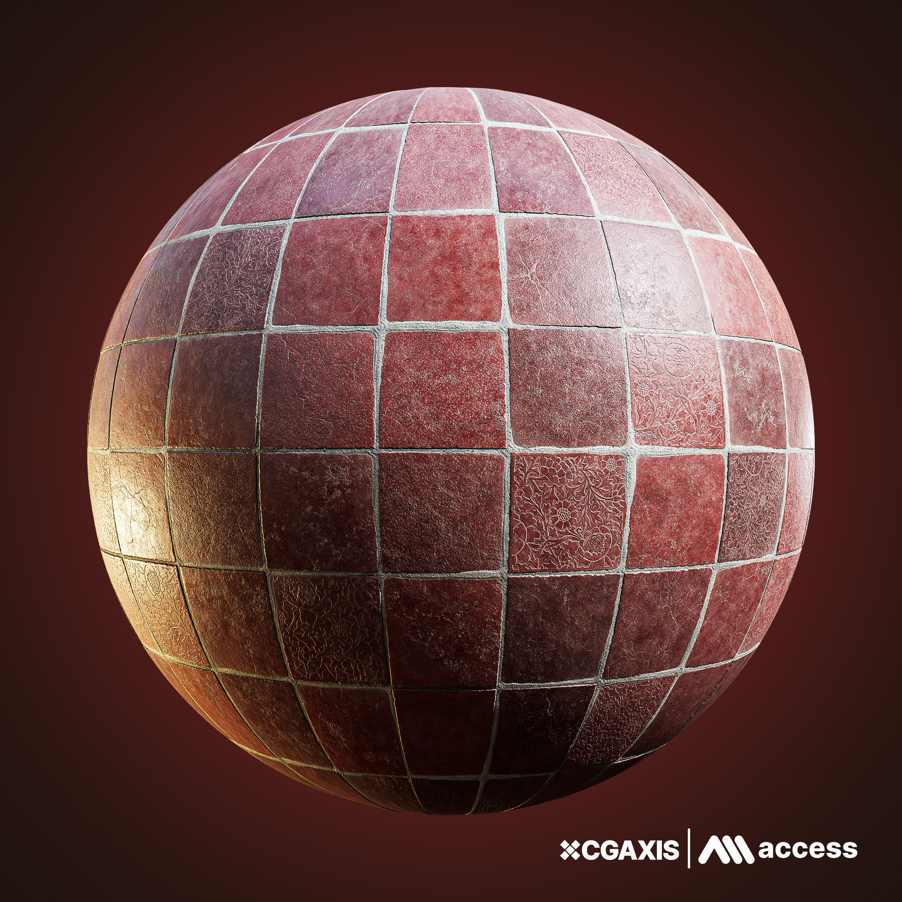 ArtStation - Red Dusty Tiles (PBR material x PBR texture)