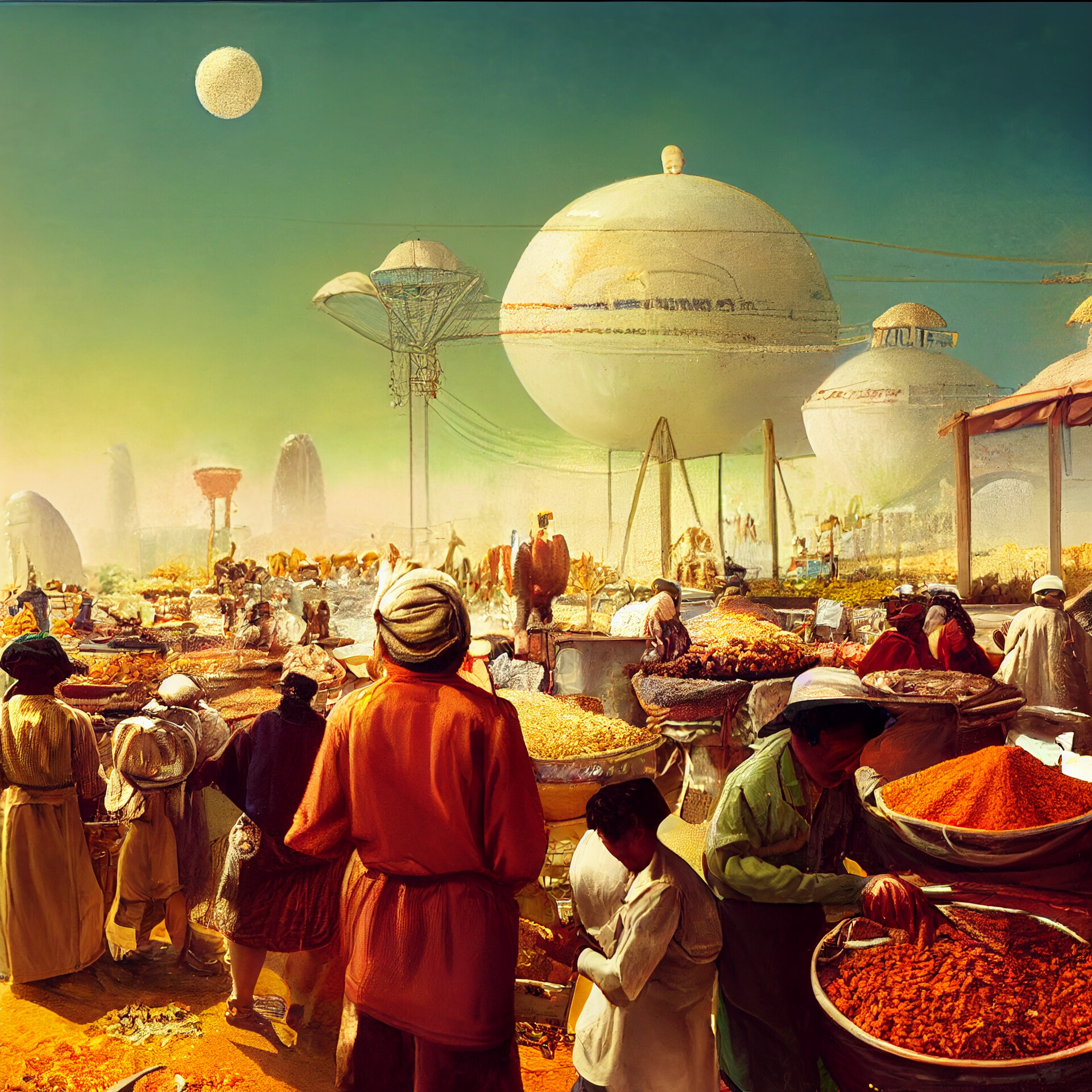 ArtStation - bazaar in the offworld colony