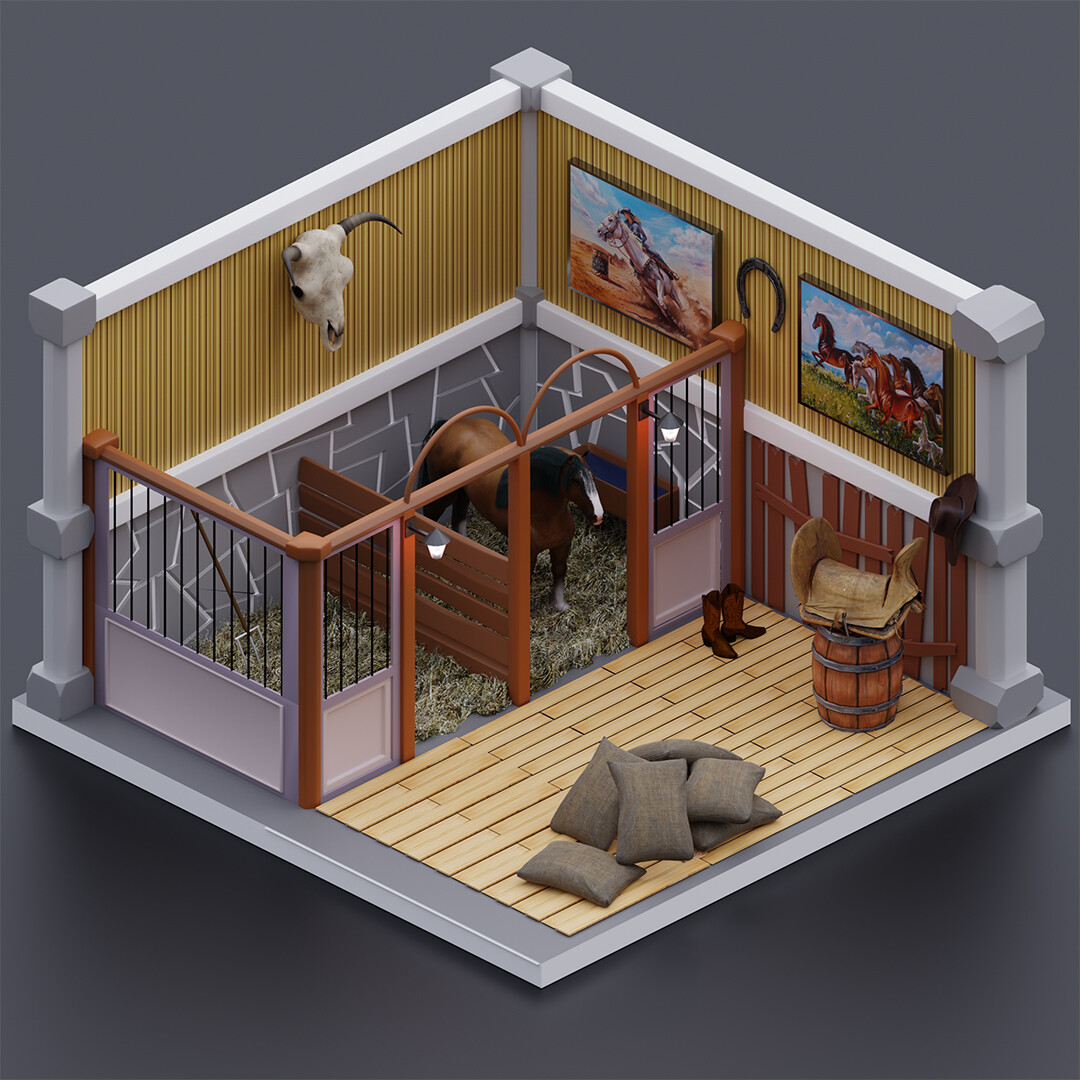 ArtStation - Isometric design of Stable in Blender for a client ...