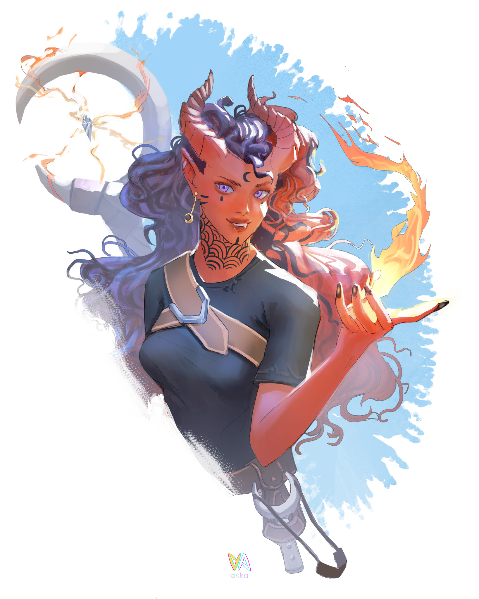 ArtStation - Artemis Moon | D&D 5e Red & Purple Tiefling | Draconic ...