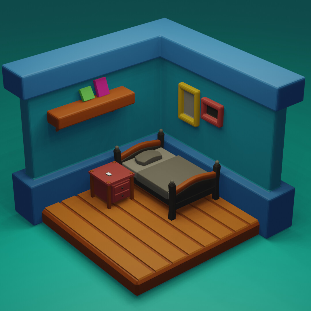 ArtStation - low poly mini room