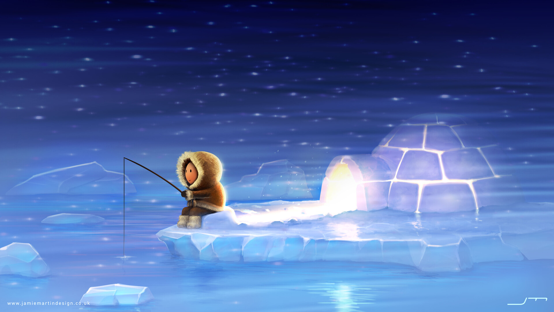 Jamie Martin - Fishing Inuit & Igloo Placement - game concept art