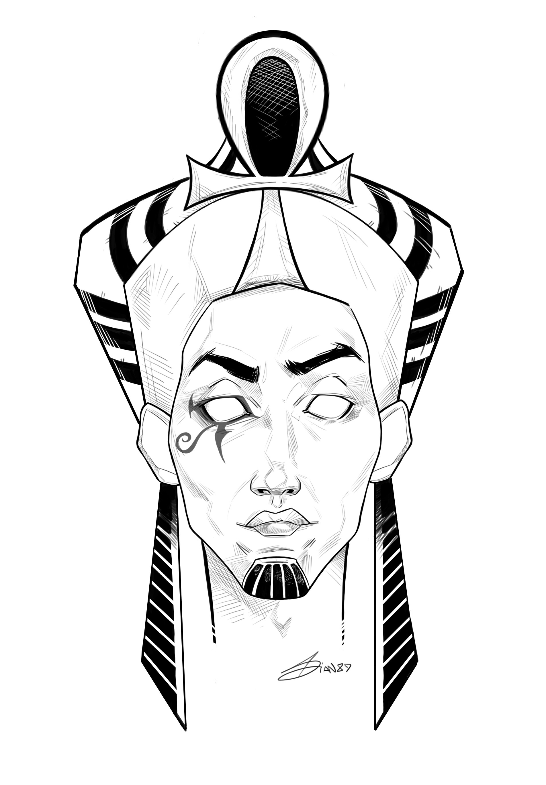 pharaoh head drawing