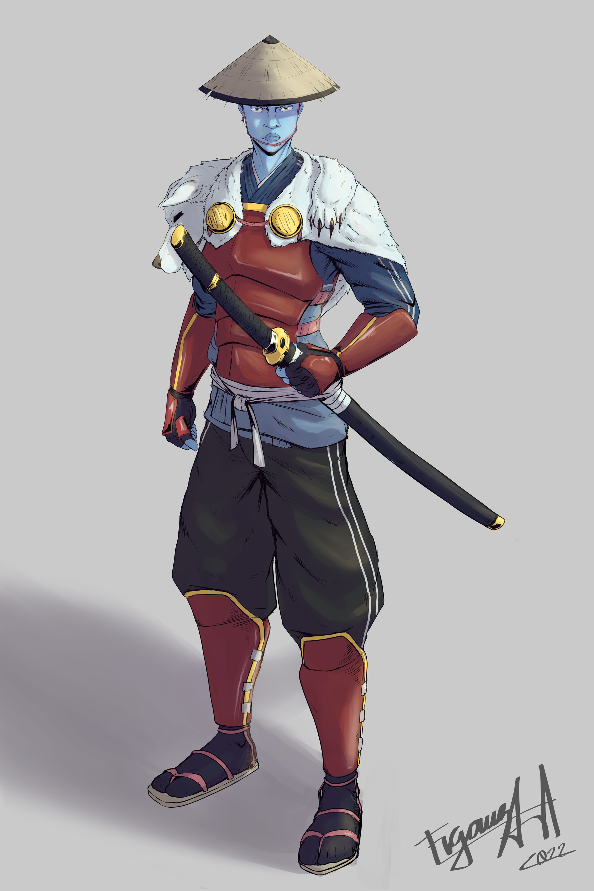 ArtStation - Genasi Samurai (fantasy DnD character)