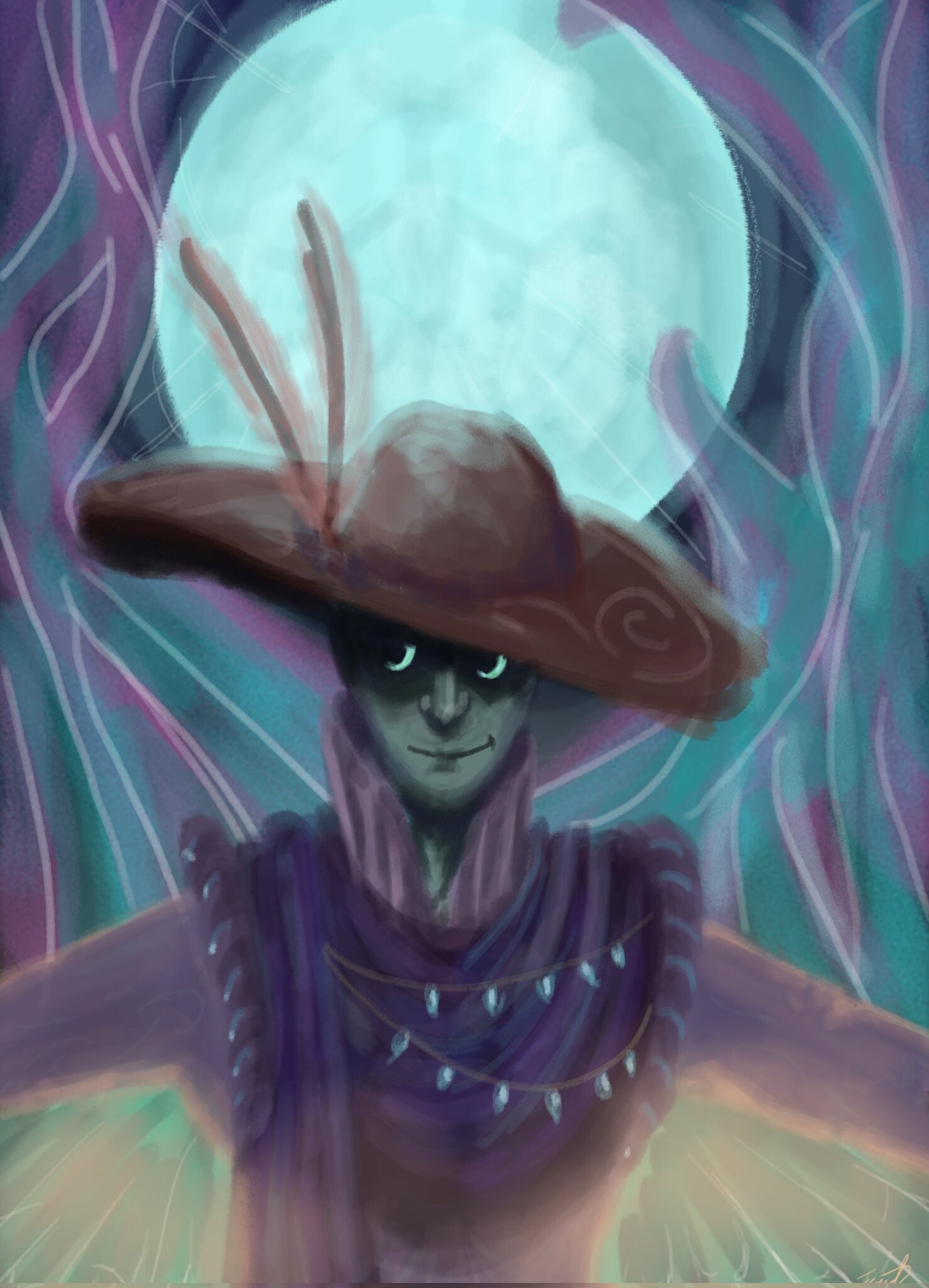 ArtStation - Wildermyth - Eluna and the moth