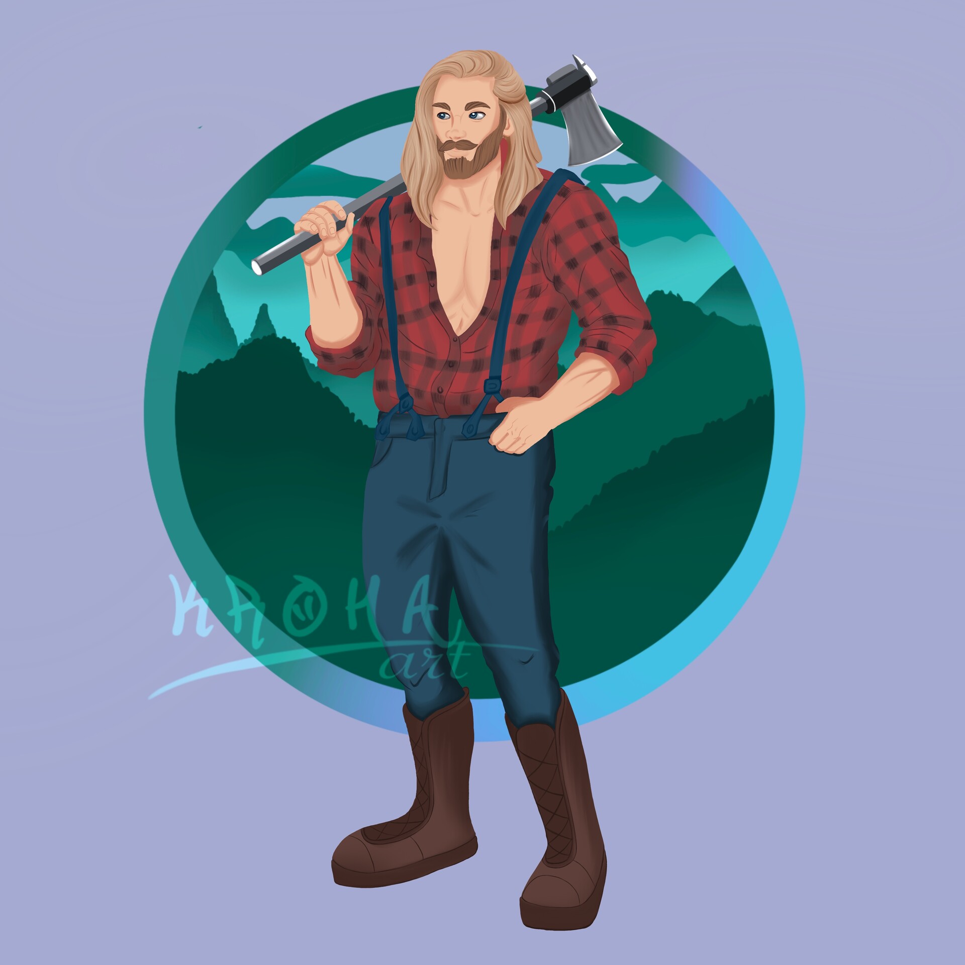 ArtStation - A cute lumberjack