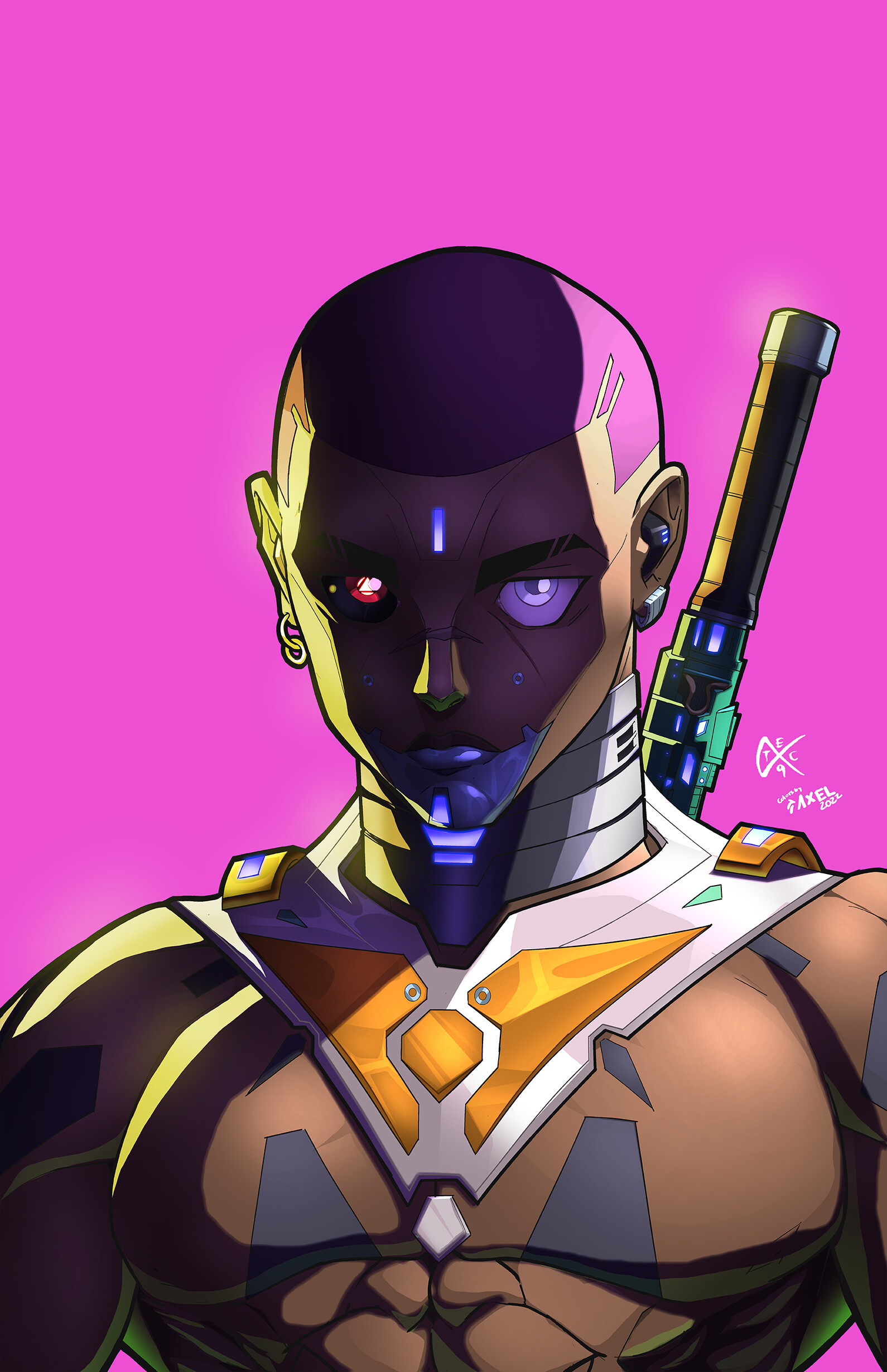 ArtStation - Zero - cyberpunk - cover art (Colors)