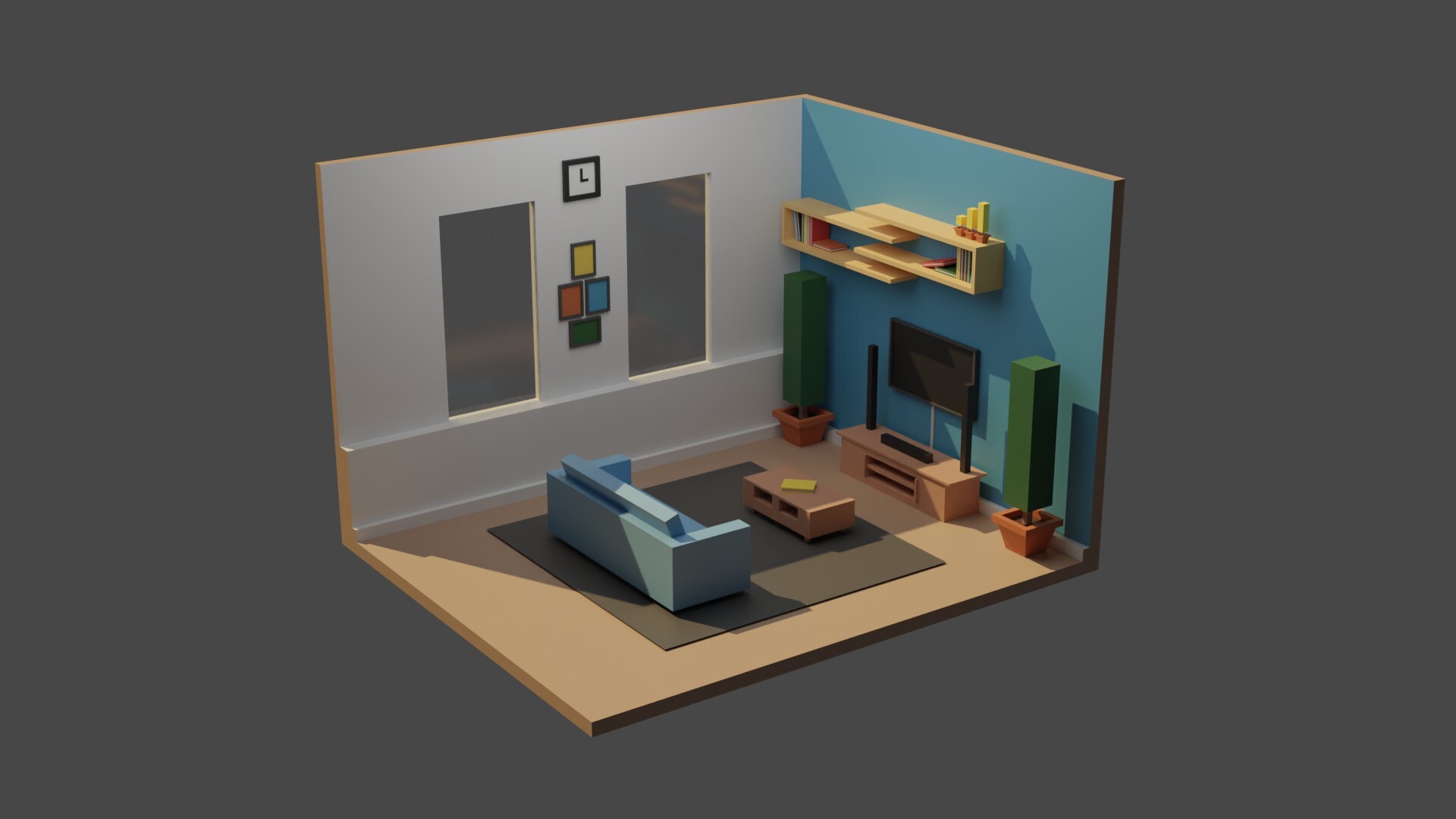 ArtStation - Low poly living room