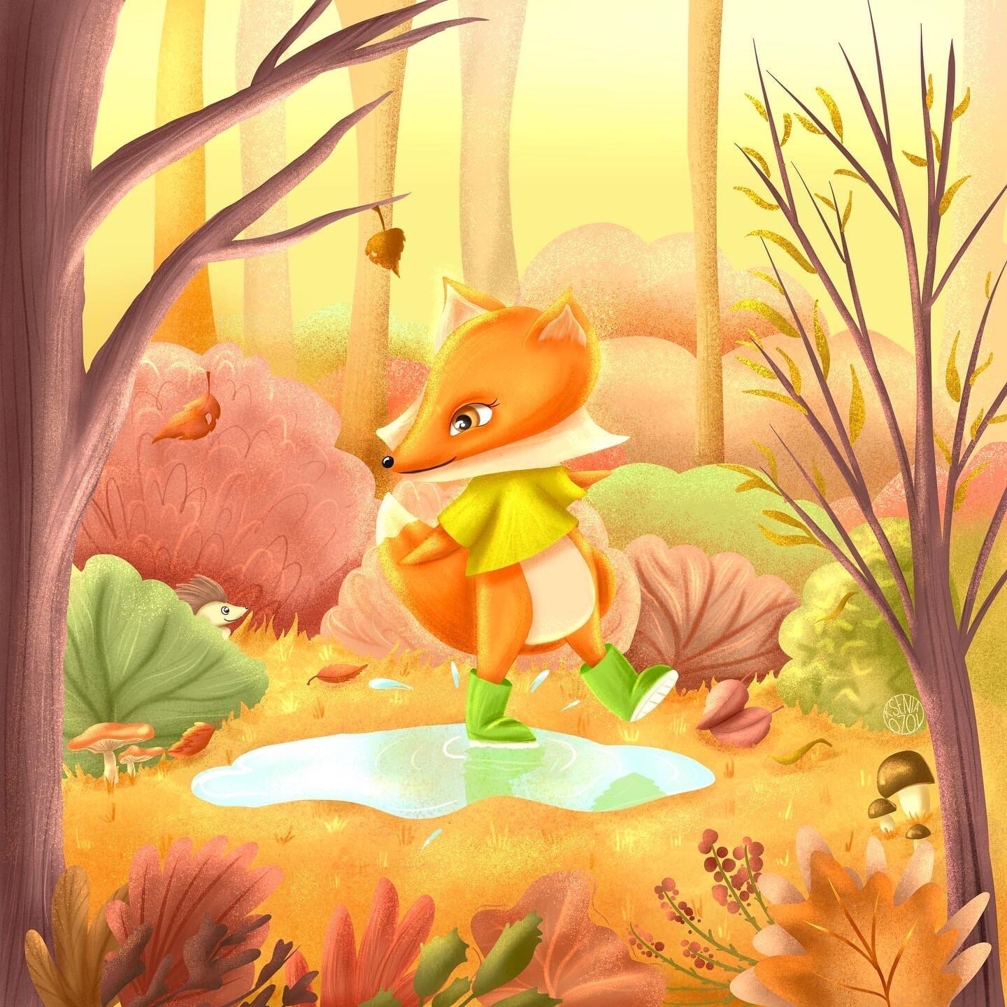 ArtStation - Fox in fall forest