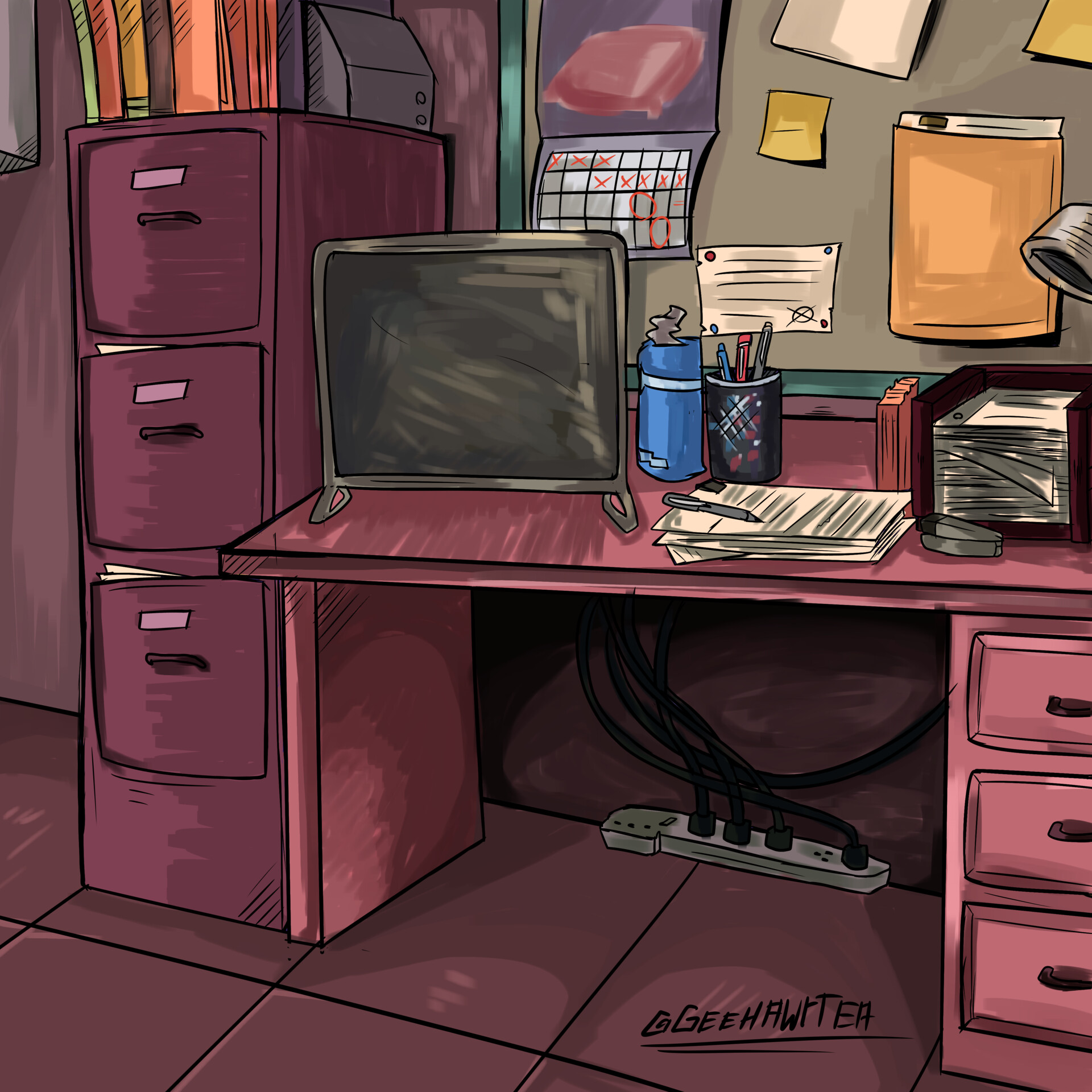 ArtStation - Desk Office (background)