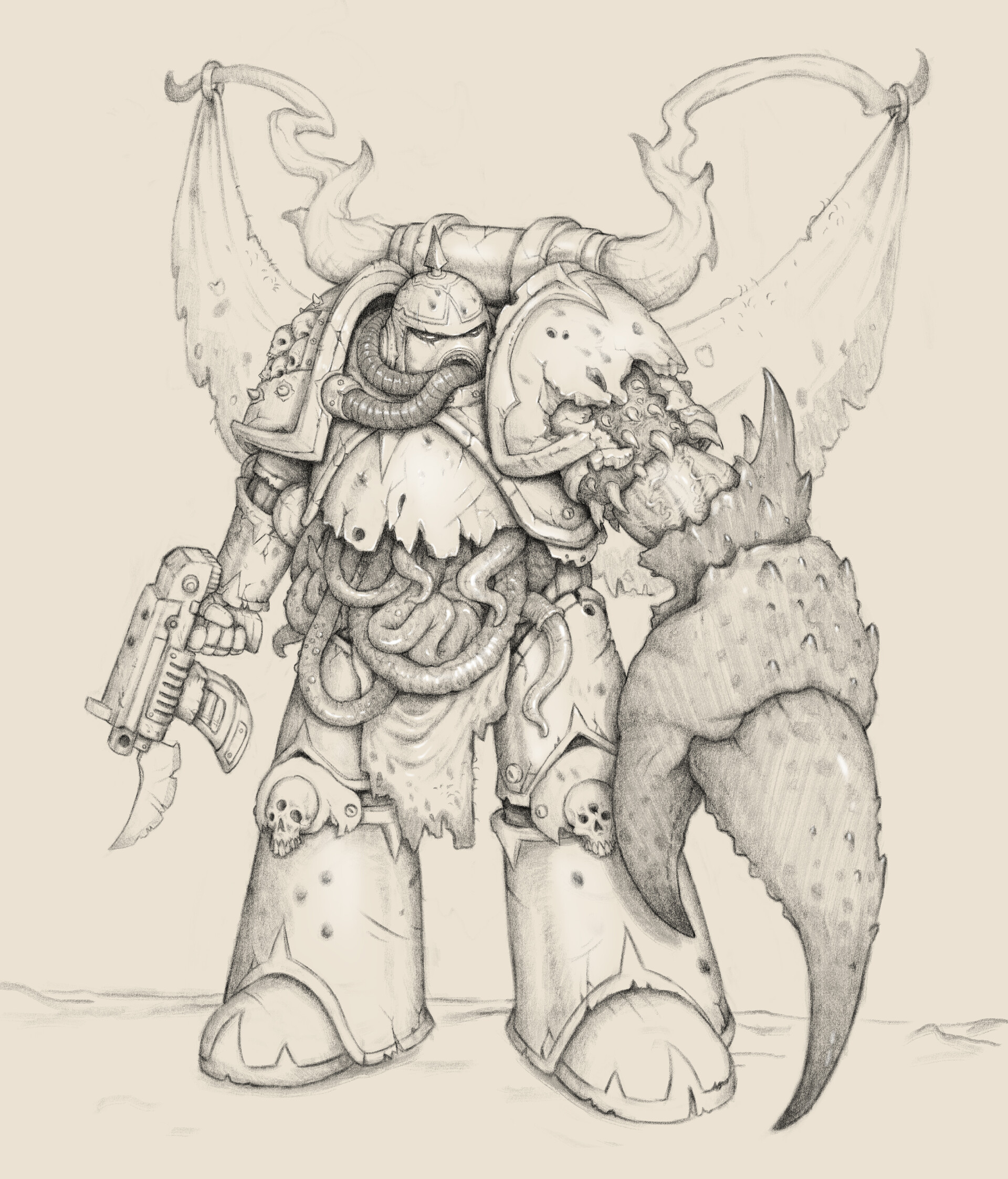 ArtStation - Death Guard Chaos Marine with a BIG MEATY CLAW