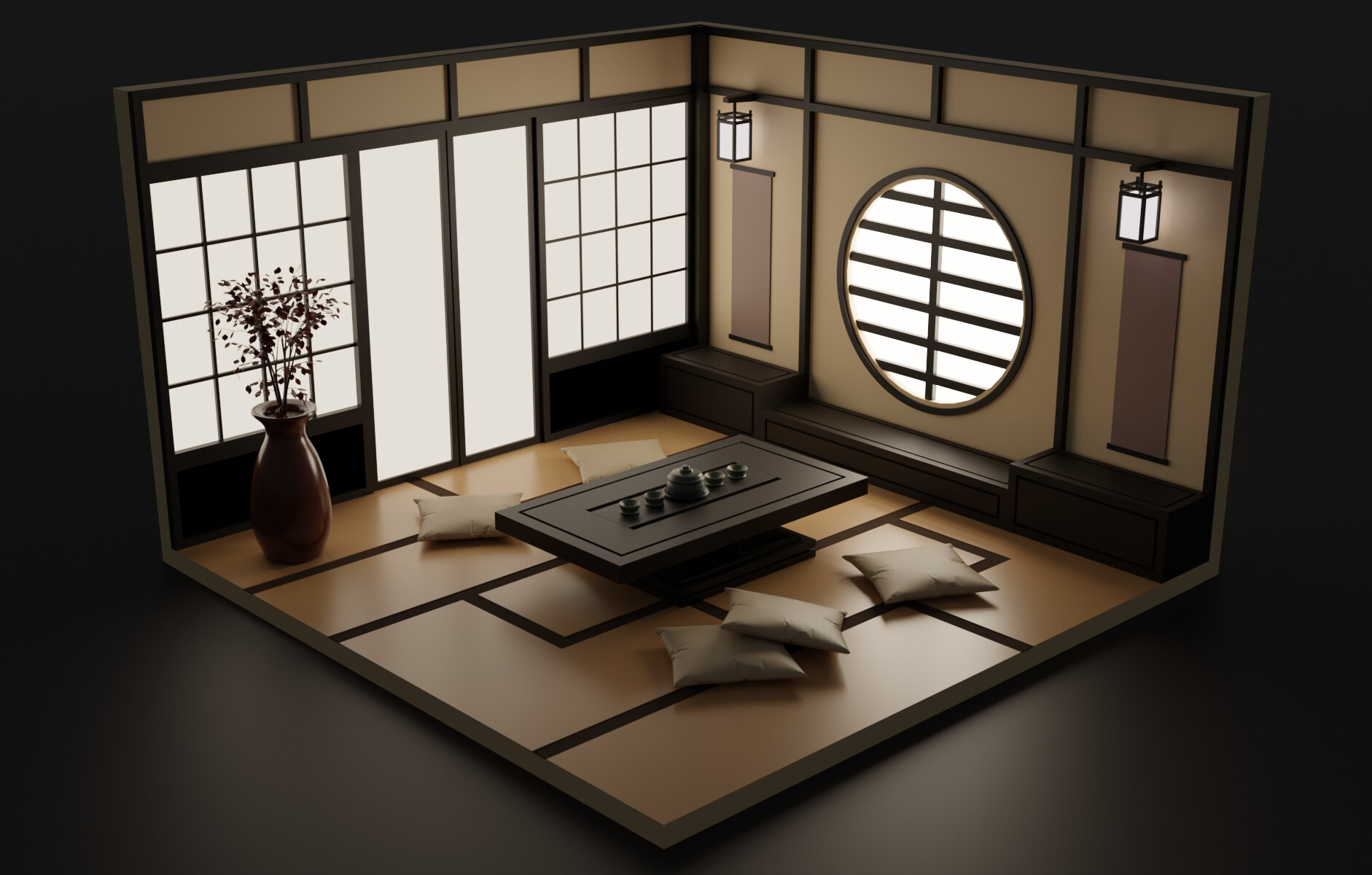 ArtStation - Japanese room diorama