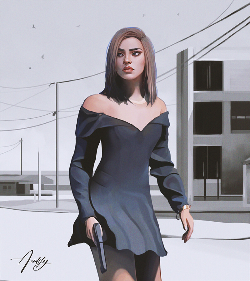 Acidify Art - GTA 6 Lucia Fan Art - Black Dress (Grand Theft Auto Art)