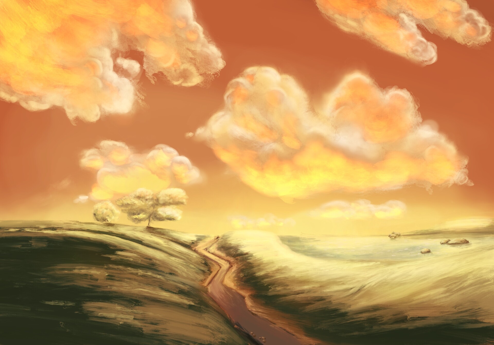 ArtStation - Sunset scene