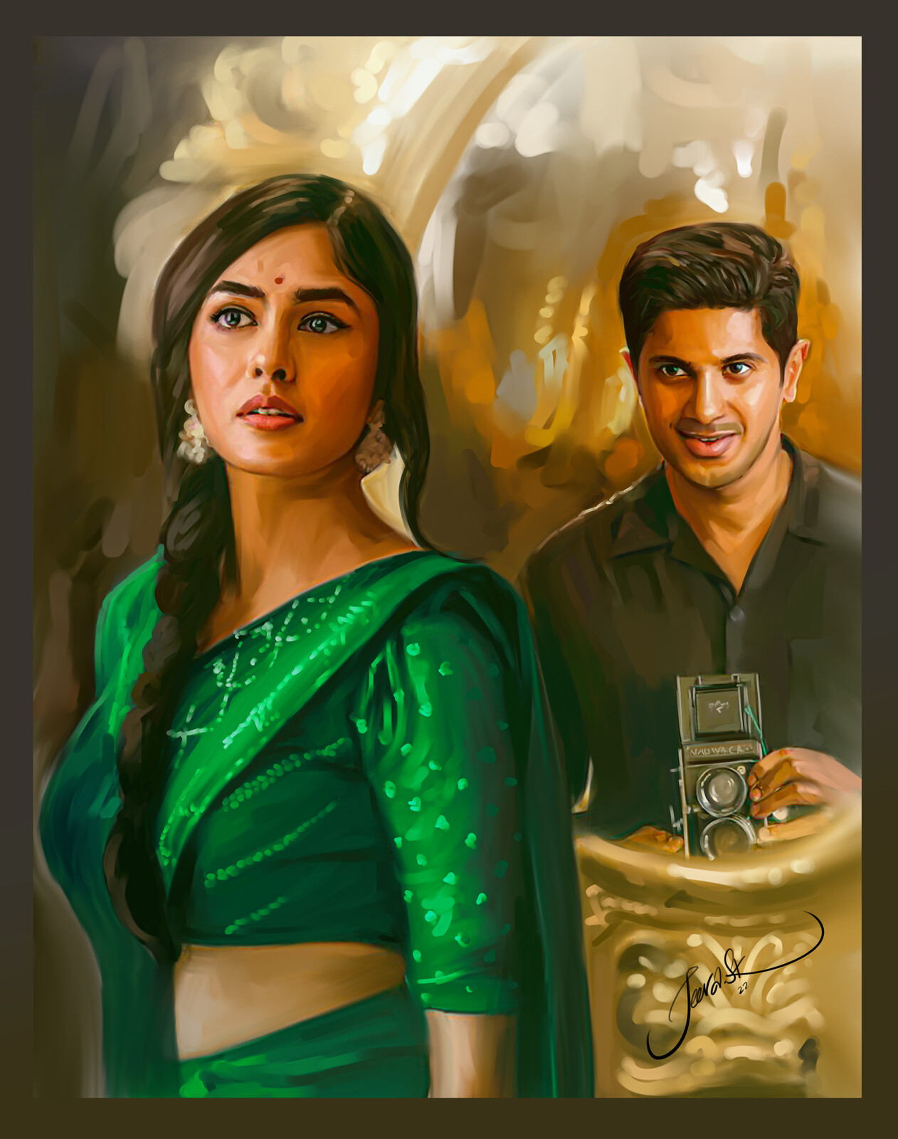 Jeeva Artist Sita Ramam Artwork 2022 Mrunal Thakur And Dulquer Salmaan