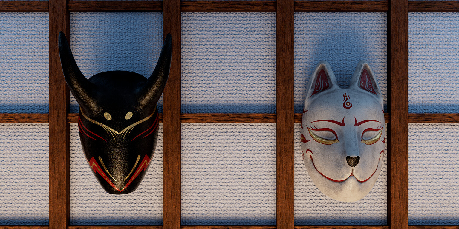 ArtStation - Hannya and Kitsune masks