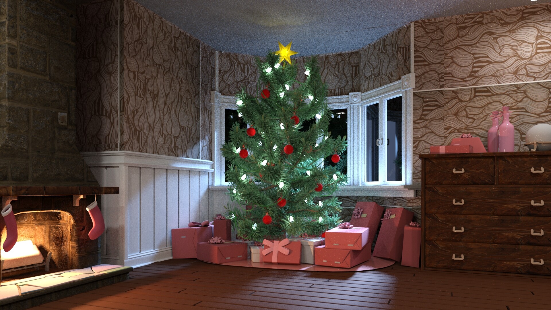 ArtStation - Christmas interior lighting