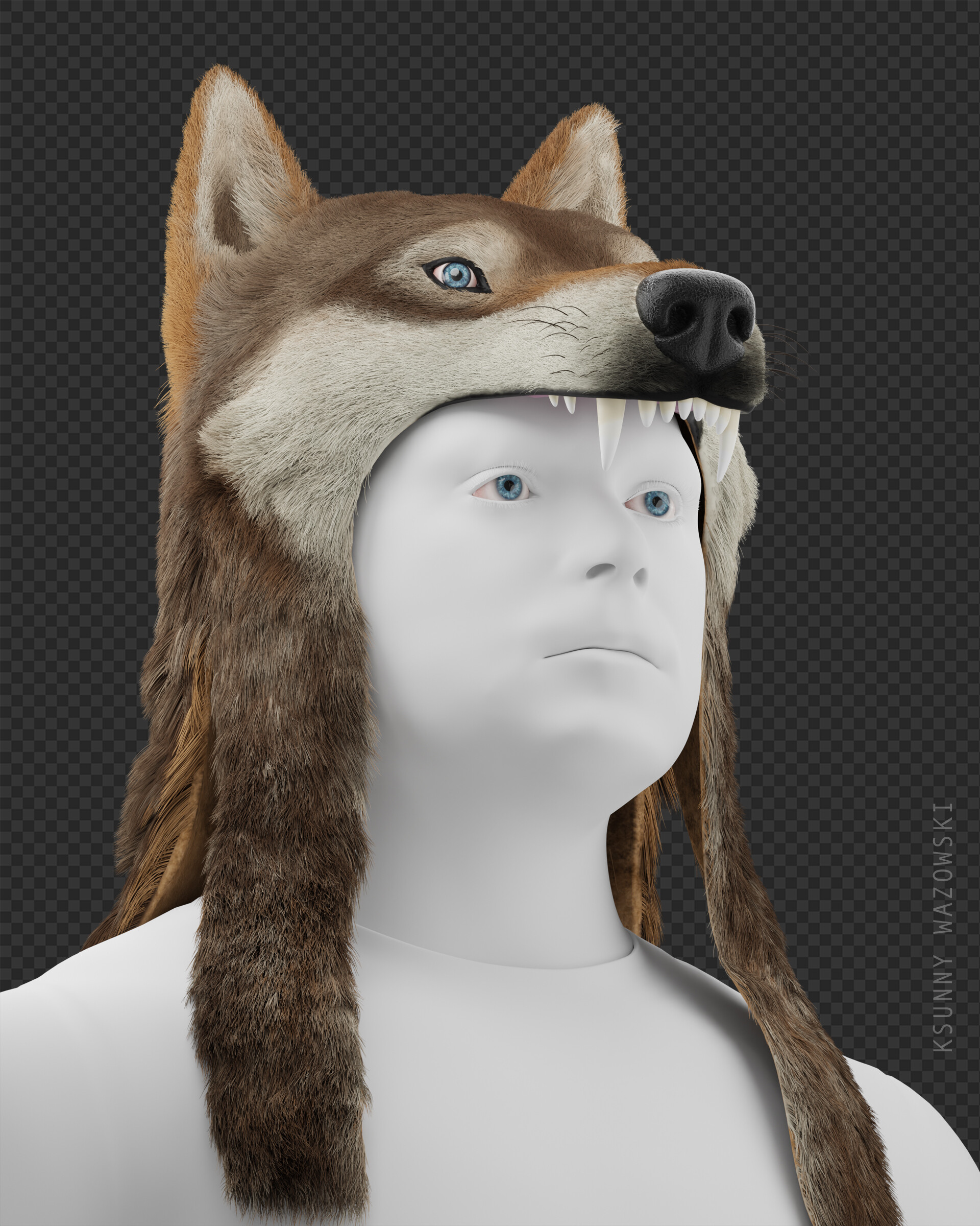 Real Wolf Head Hat