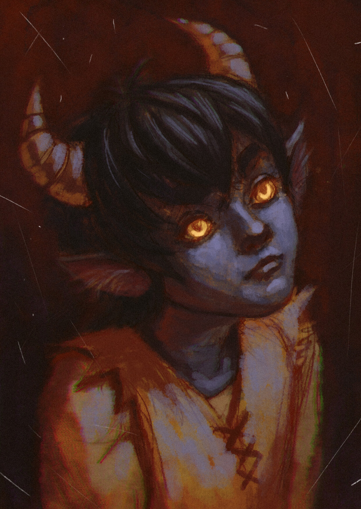 ArtStation - Portrait of a small tiefling - rogue