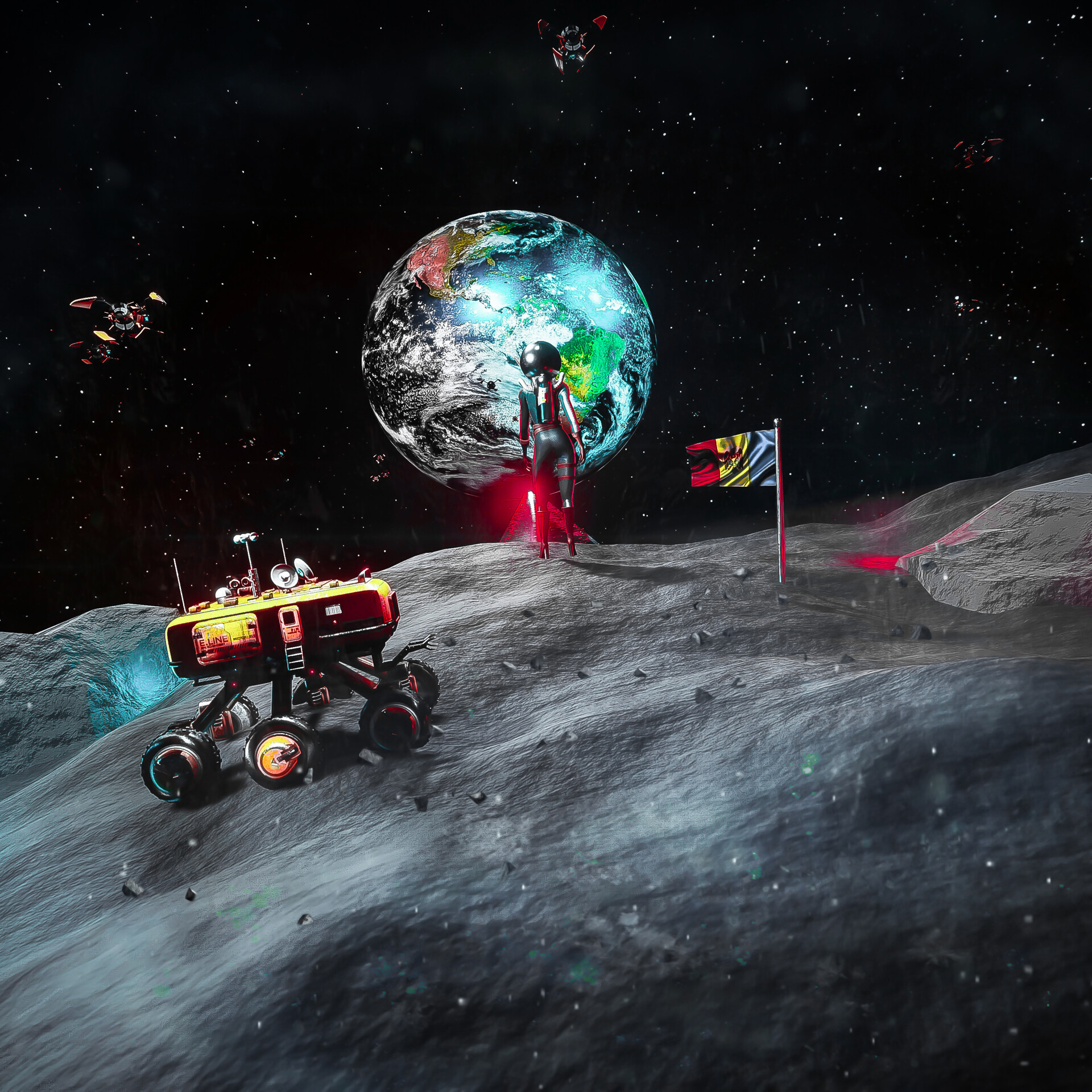 ArtStation - Moon with the Moldova flag