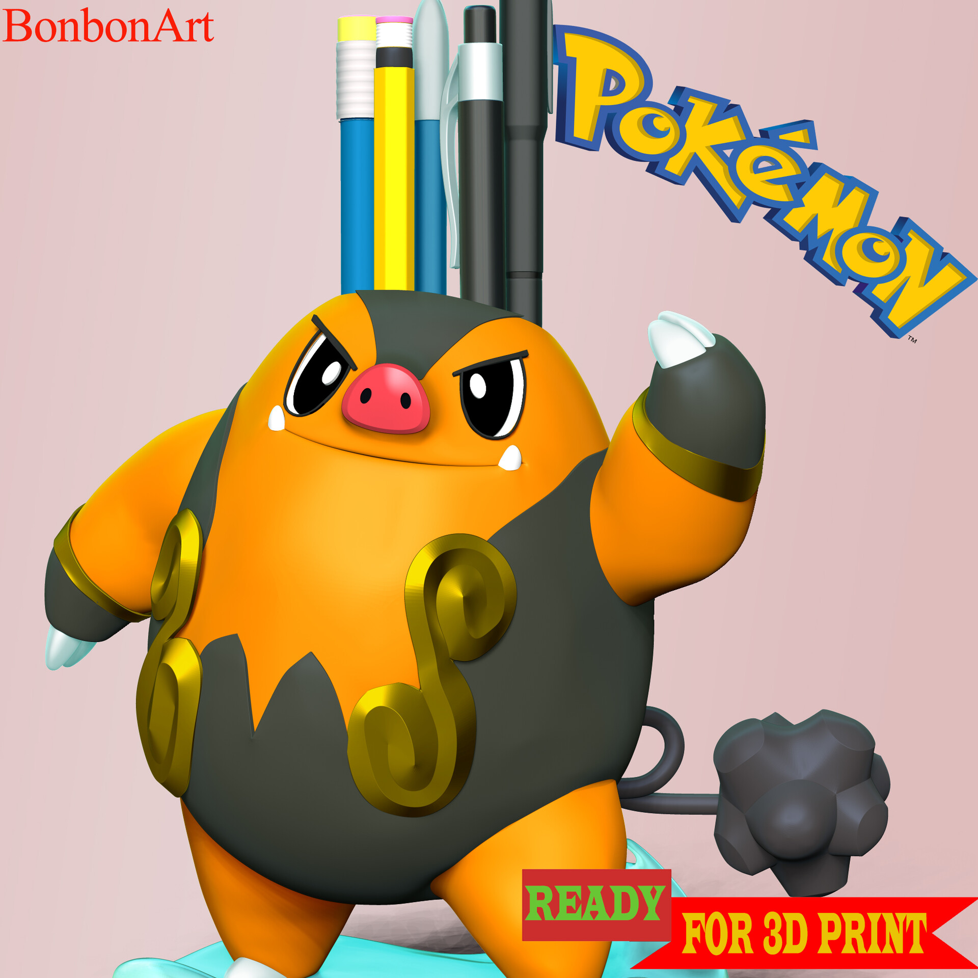 ArtStation - Pignite Pokemon - Pen/pencil Holder
