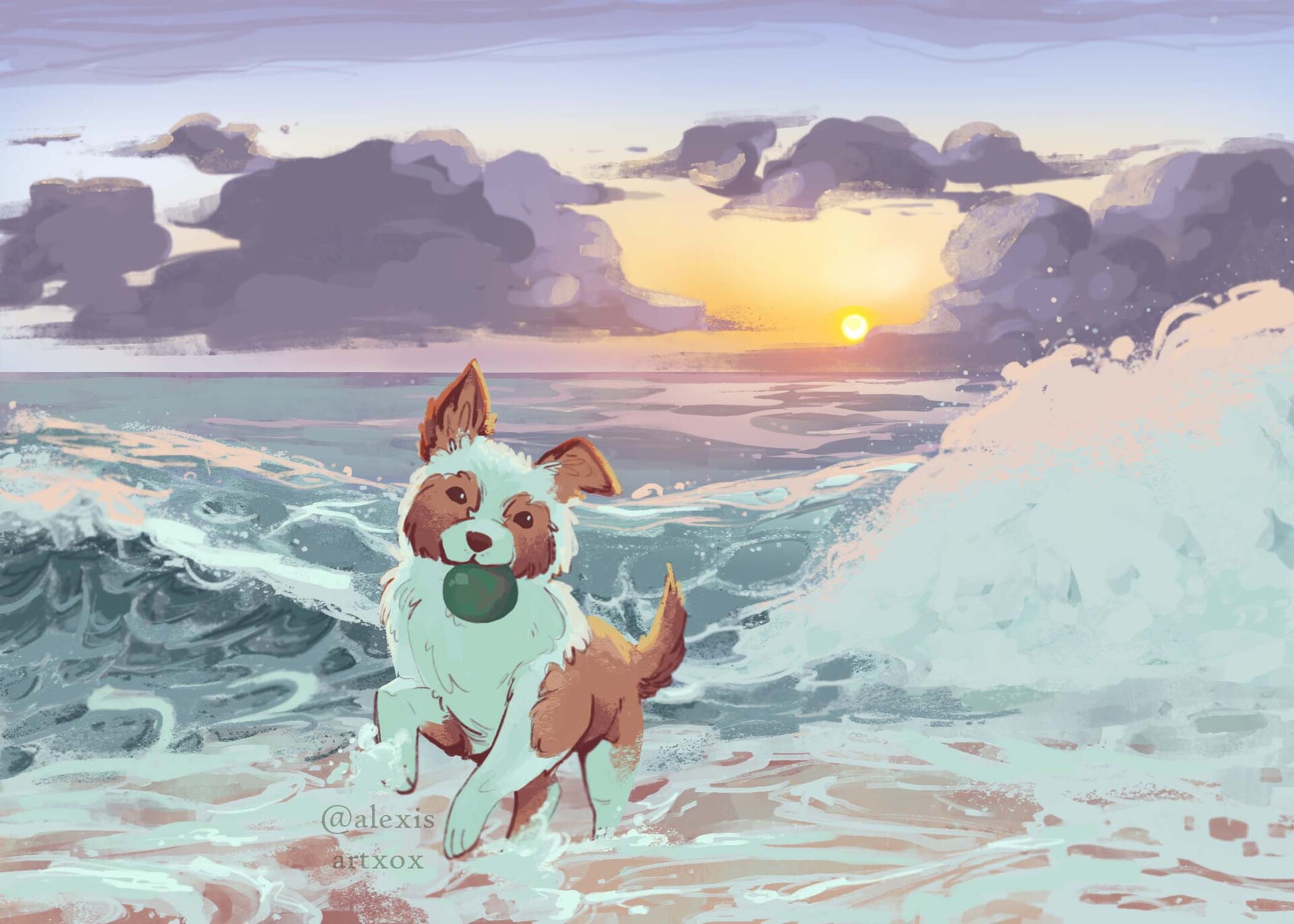 ArtStation - Dogs at the beach