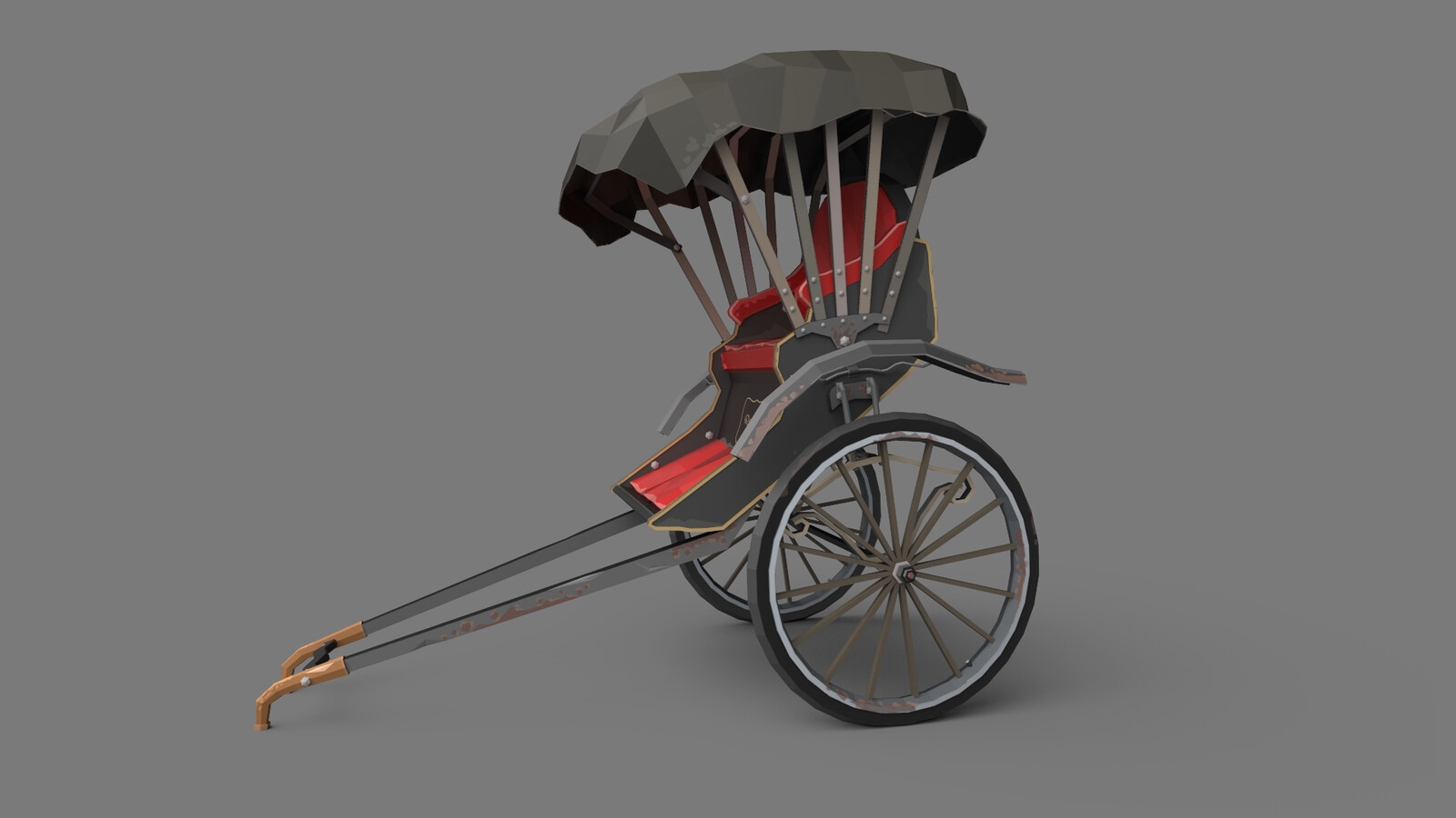 Render Island - Old Colonial Rickshaw | LowPoly