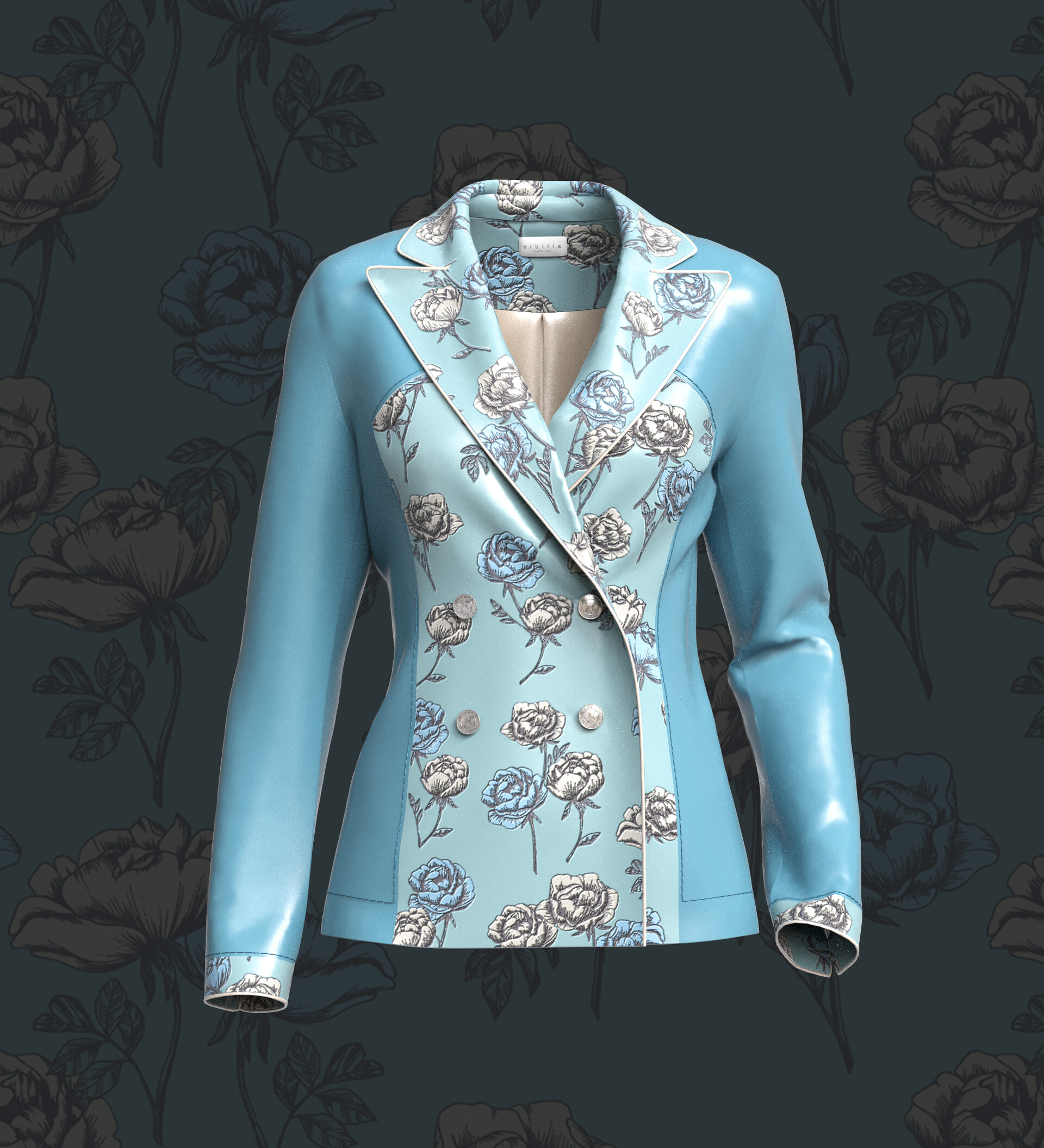 ArtStation - Leather jacket with flower print