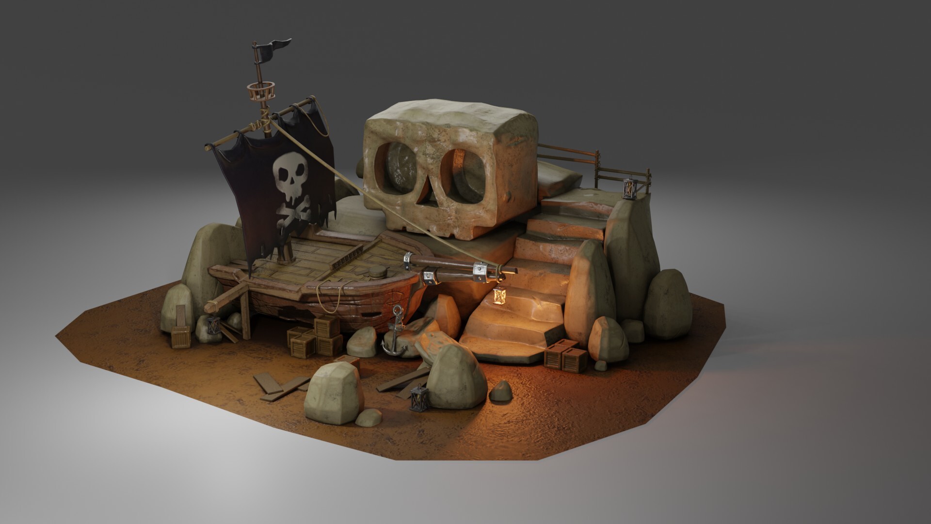 ArtStation - stylized ship scenario